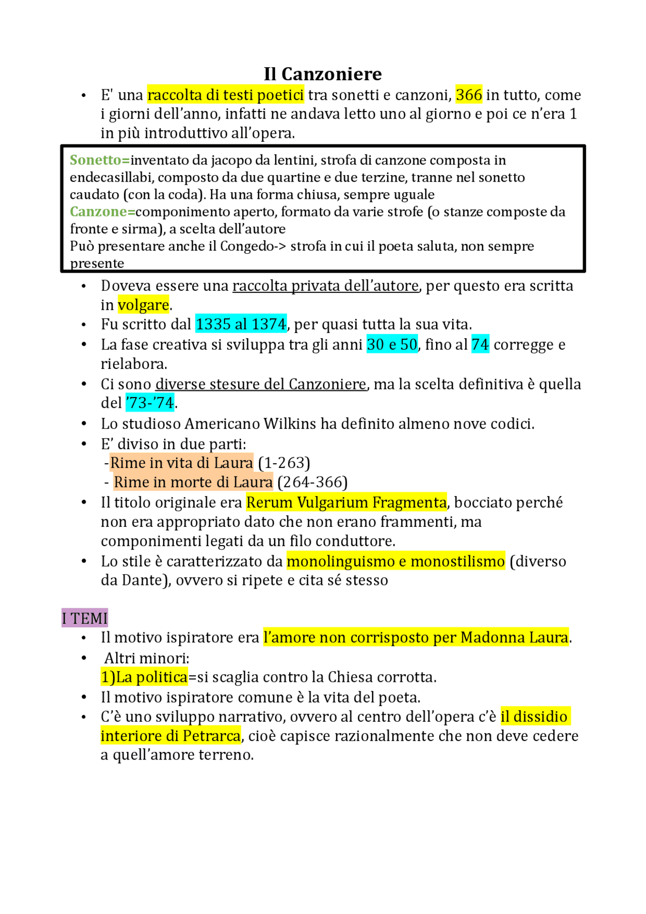 Il canzoniere: introduzione e analisi dei testi | Schemi e mappe ...