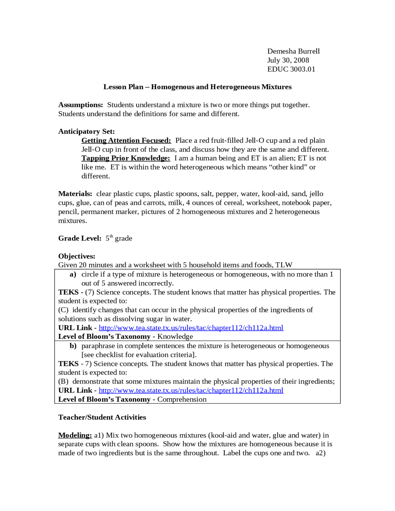 Lesson plan in specific lesson | Schemes and Mind Maps Biology | Docsity