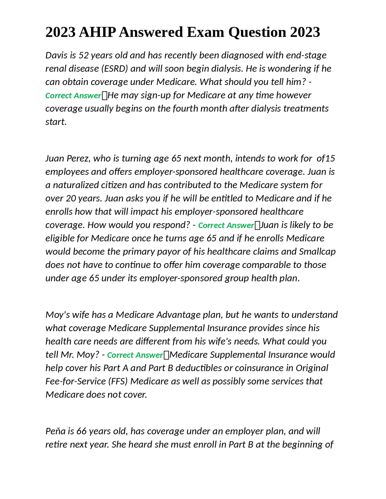 2023 AHIP Answered Exam Question 2023 | Exams Nursing | Docsity