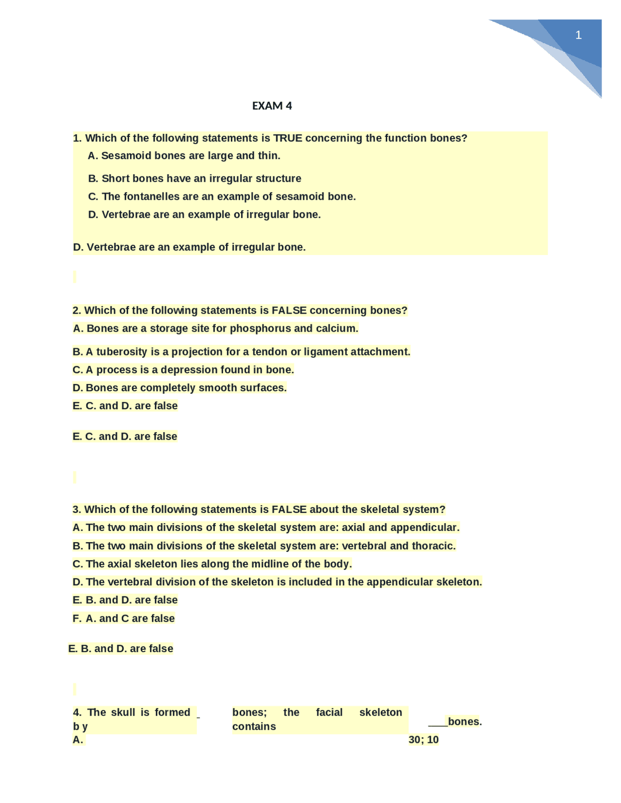 AP1 101 MODULE 4 GRADED A SKELETAL SYSTEM.Portage learning. | Exams ...