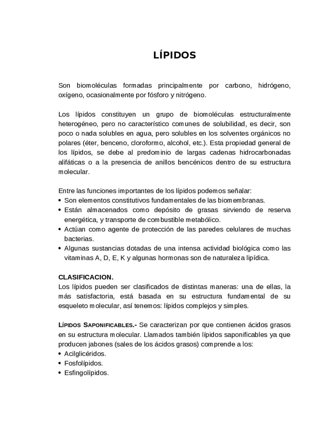 Lípidos Función Clasificación Apuntes De Bioquímica Docsity