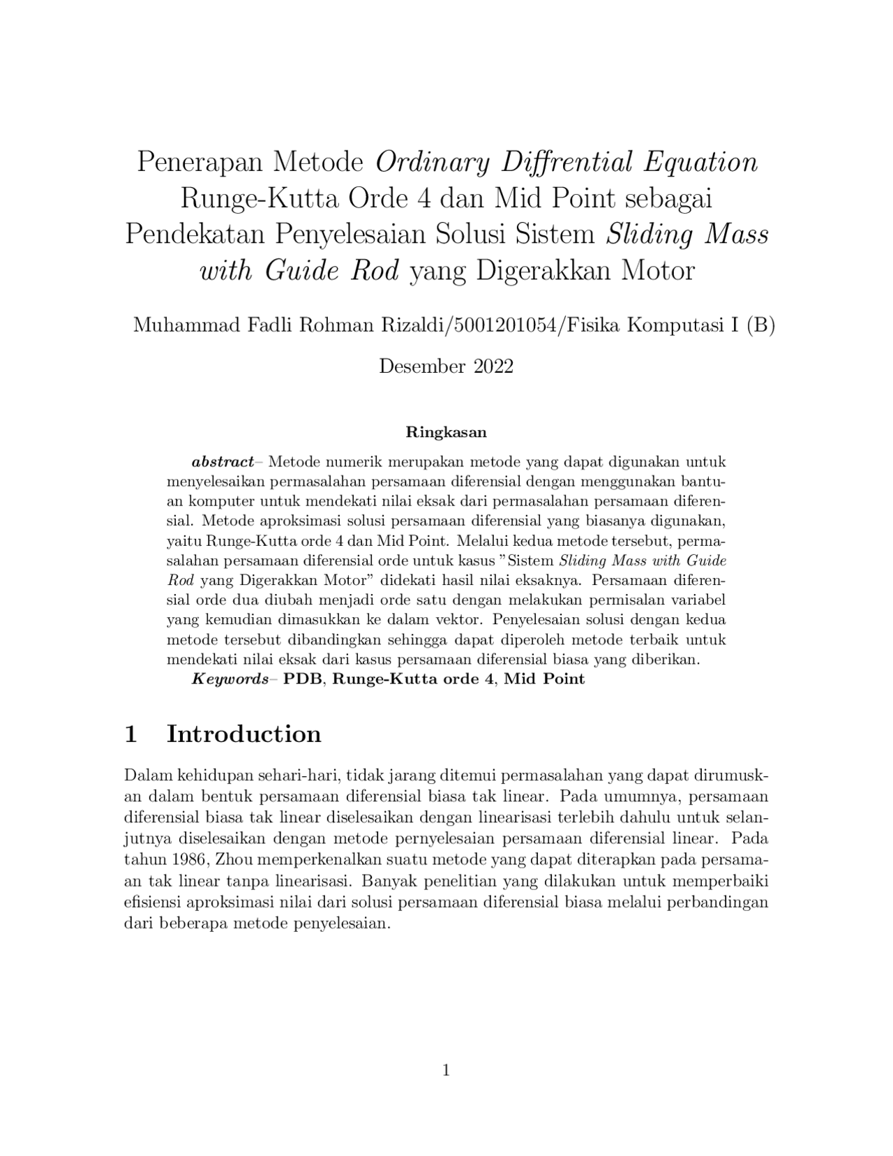 Laporan Akhir Tugas Besar Fisika Komputasi | Exams Computational Physics | Docsity