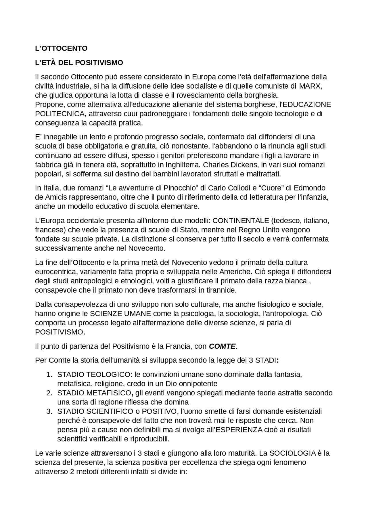 Il Positivismo Comte Durkheim Weber Spencer E Positivismo
