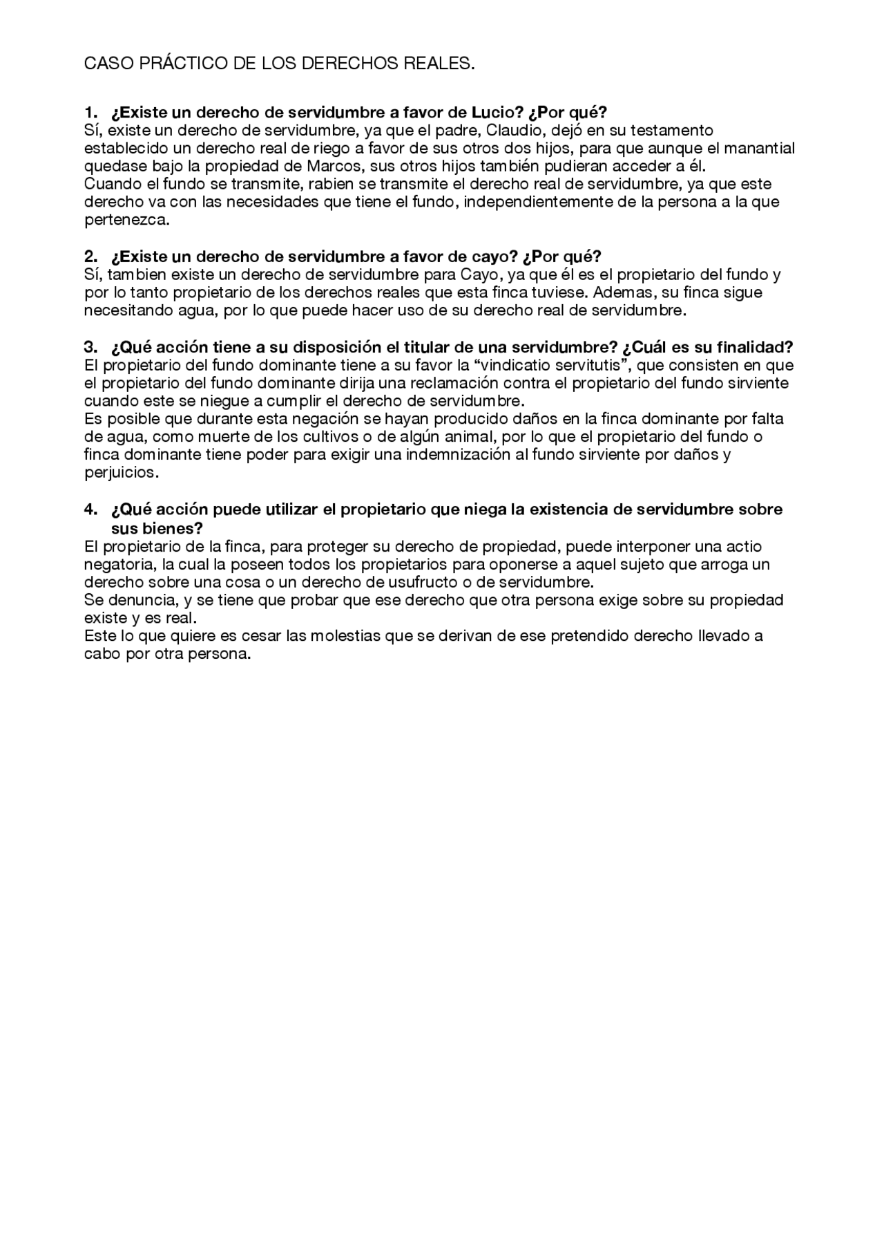 Práctica Derechos Reales Ejercicios De Derecho Romano Docsity