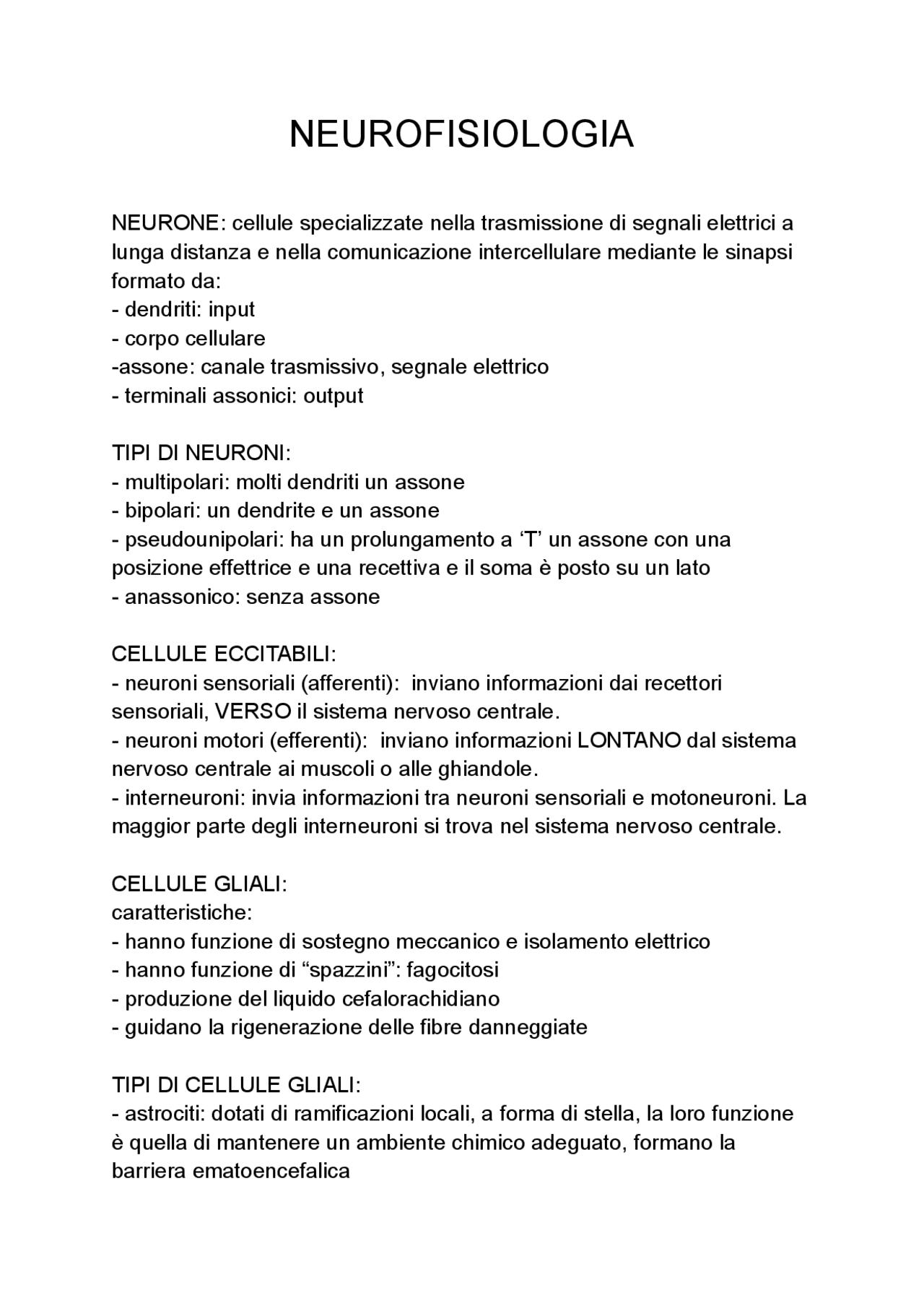 Neurofisiologia, 2022/2023 | Appunti di Neuroscienze | Docsity