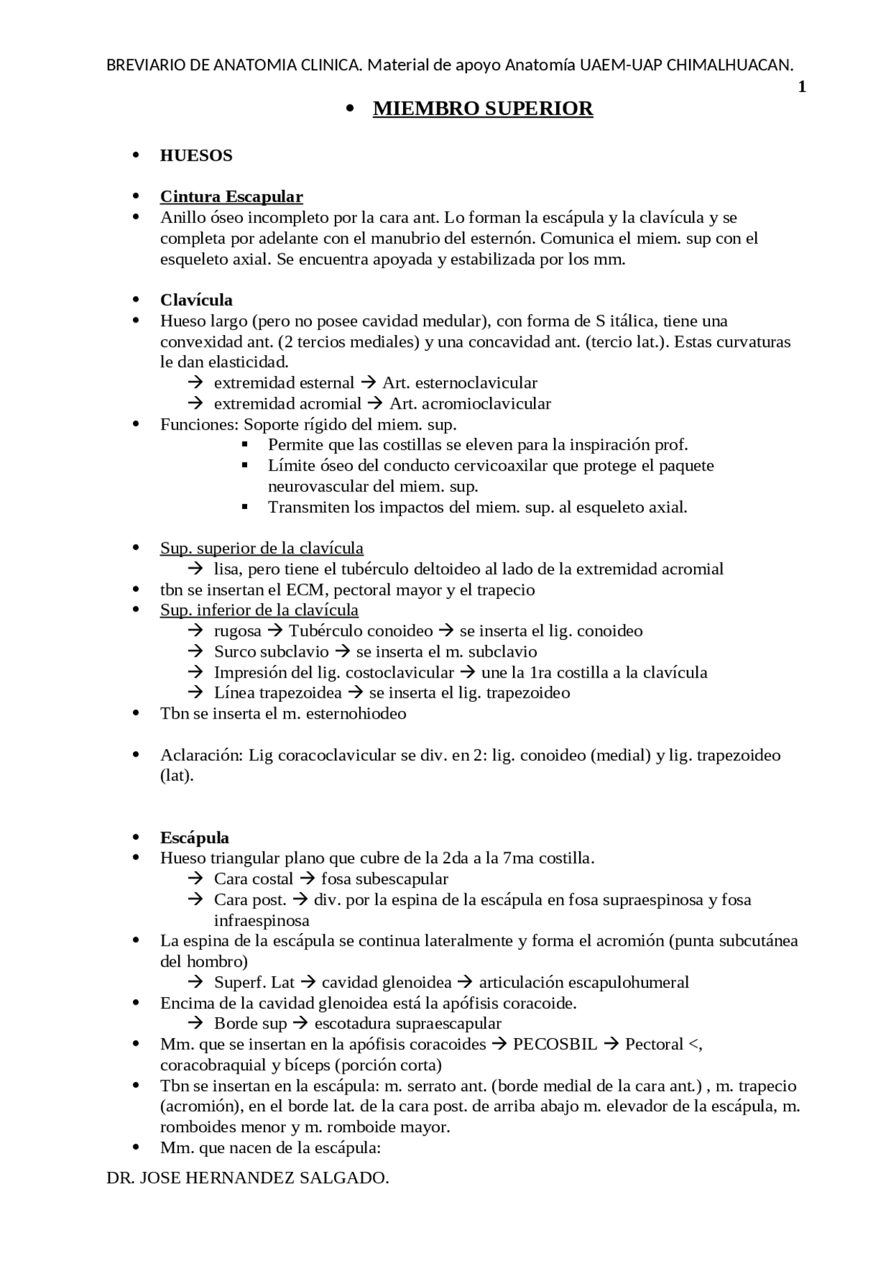 Generalidades De Miembro Superior Resúmenes De Anatomía Docsity