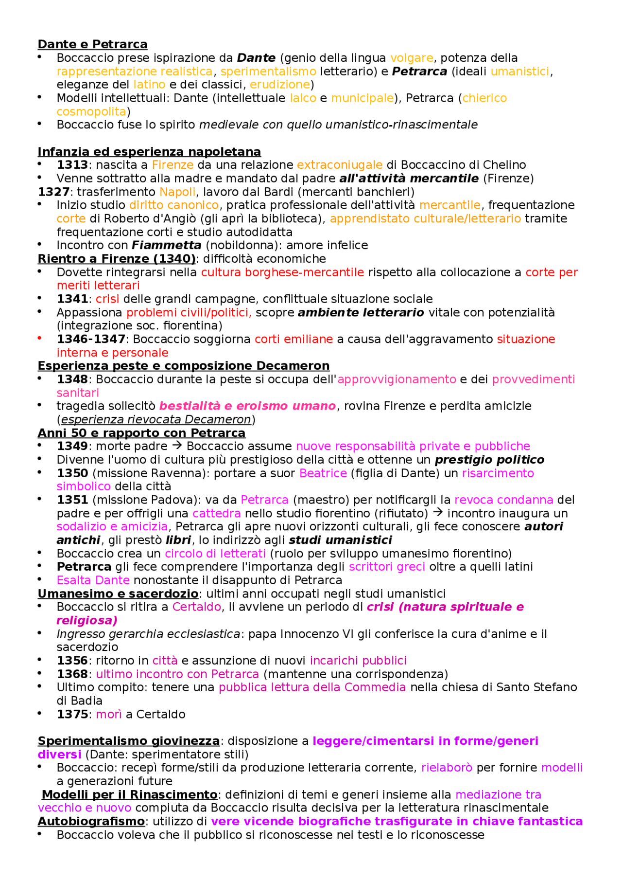 Riassunto del Decameron | Summaries Italian | Docsity