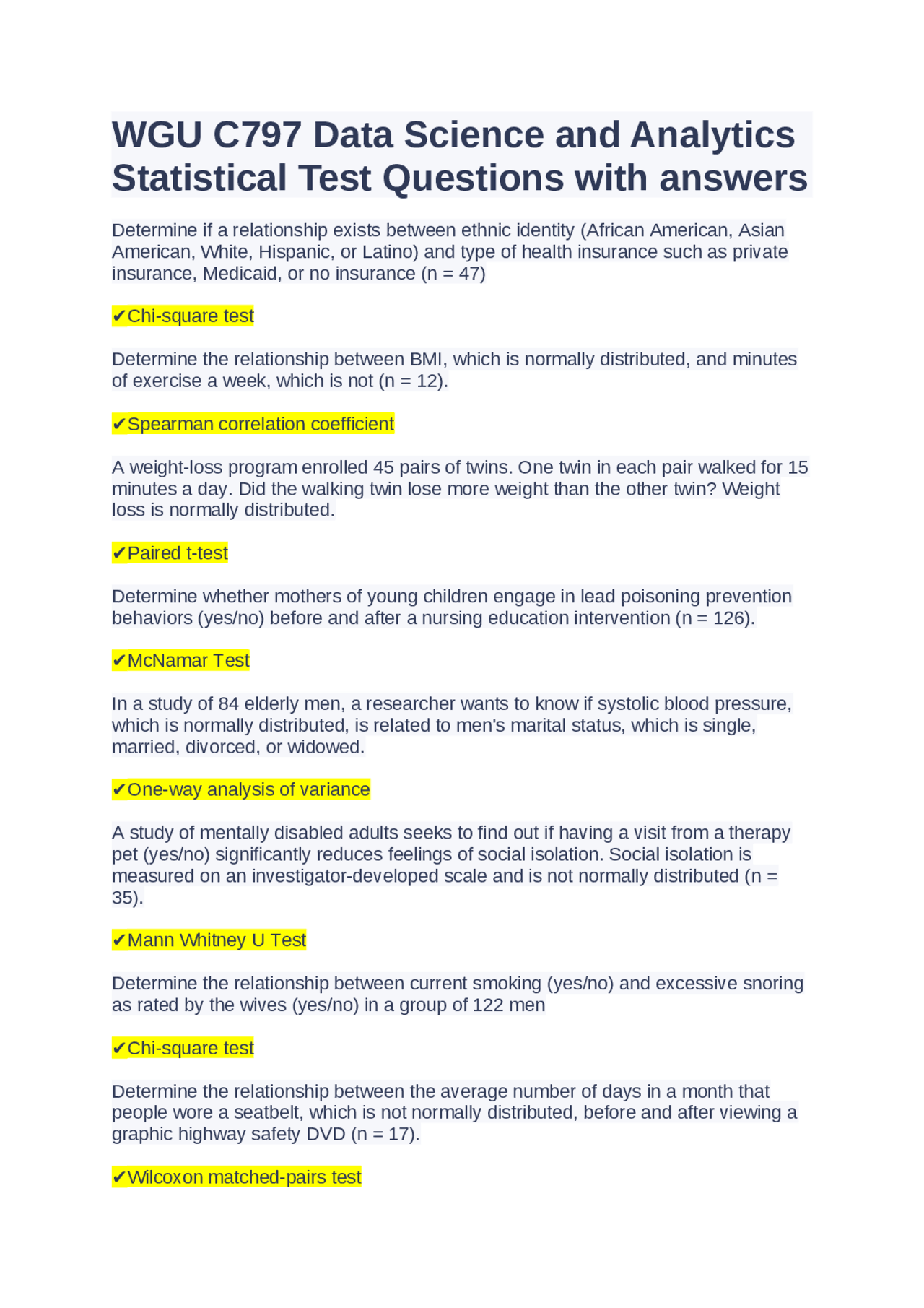 Statistical Tests In Data Science And Analytics Exams Data Analysis And Statistical Methods