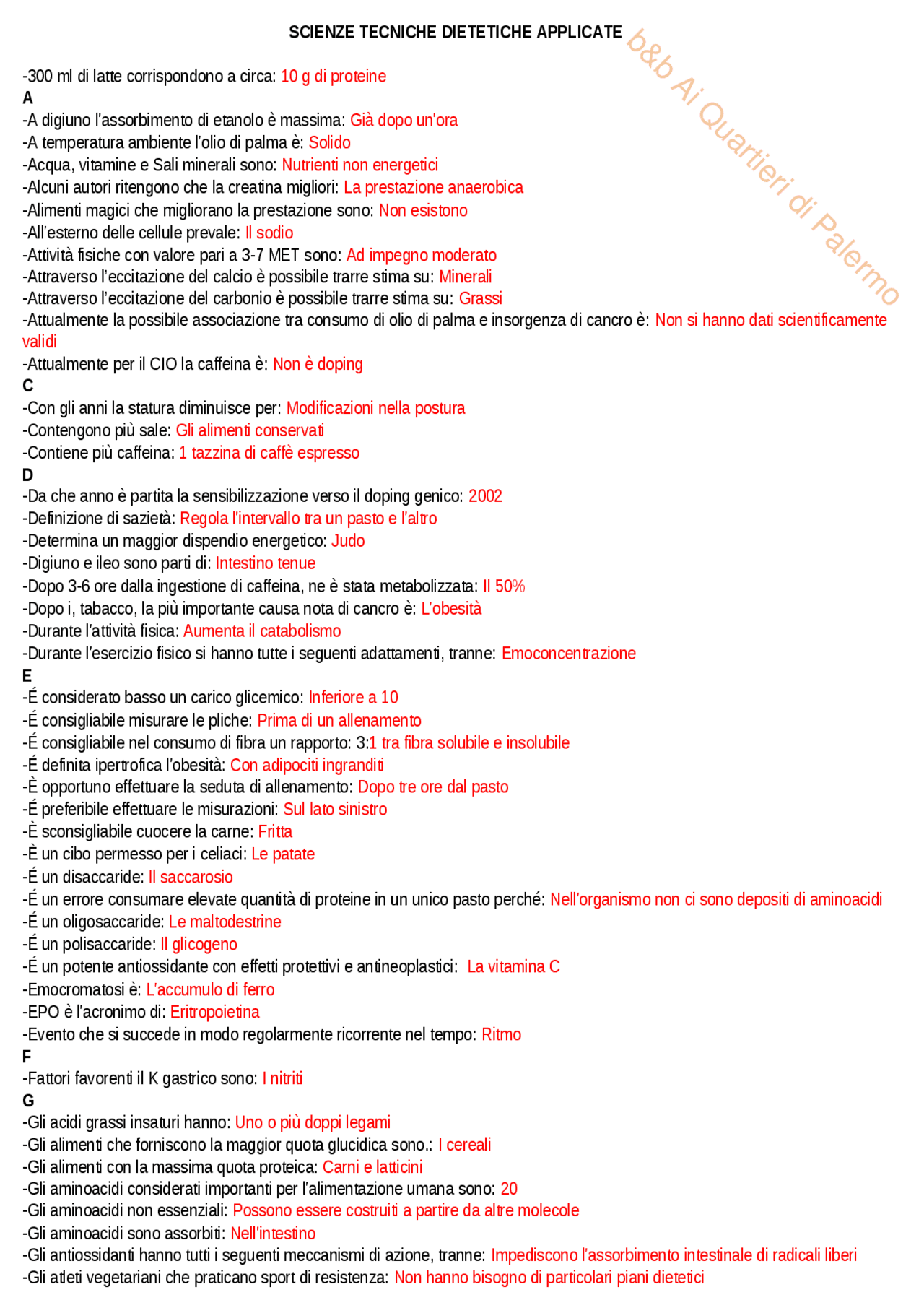 Scienze Dietetiche Applicate Completo Di Risposte Corretto E