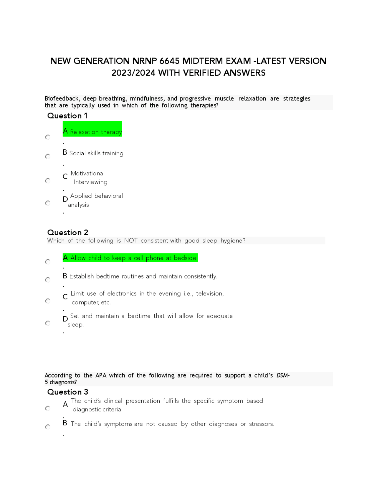 New Generation Nrnp 6645 Midterm Exam Latest Version 20232024 With