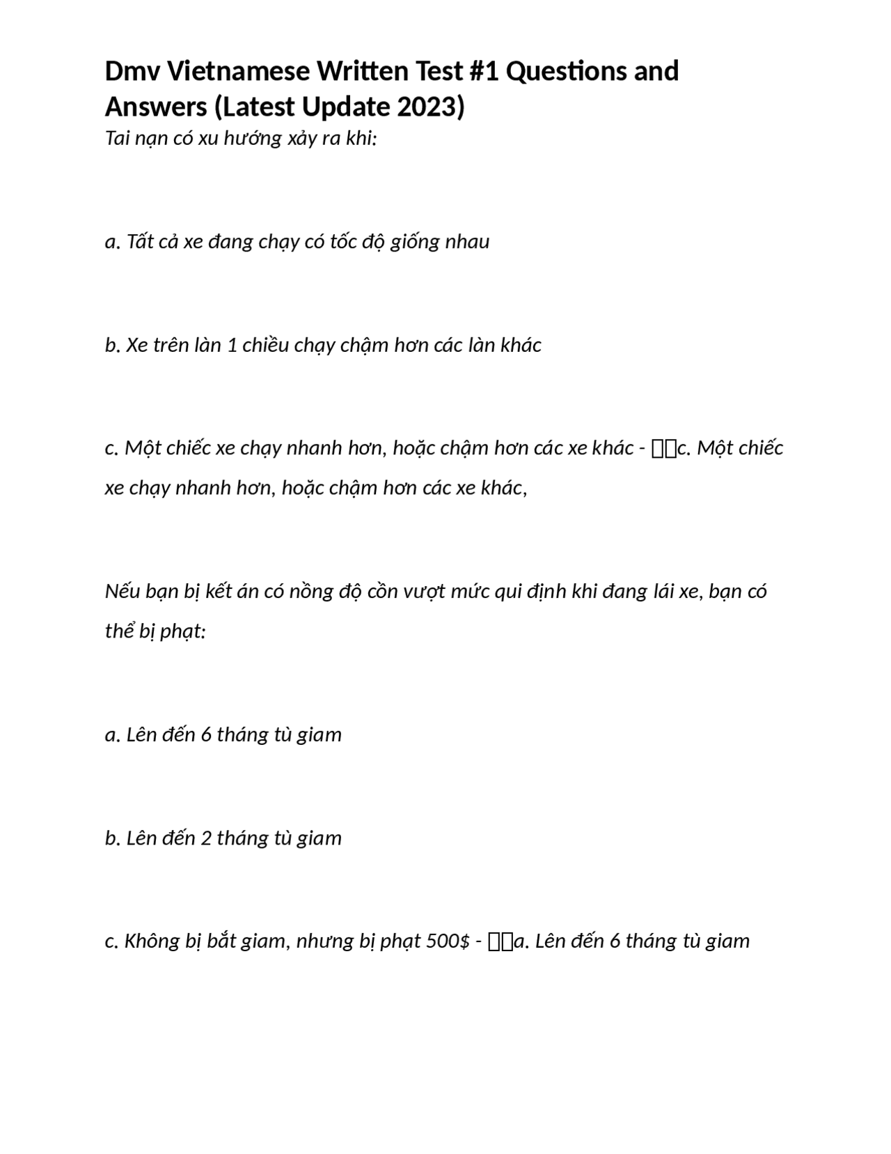 Dmv Vietnamese Written Test #1 Questions and Answers (Latest Update ...