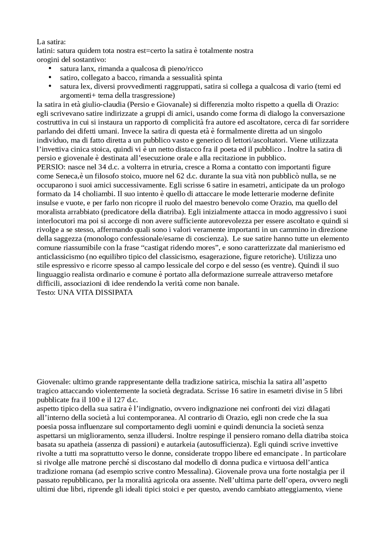 Appunti Latino Sulla Satira Appunti Di Latino Docsity