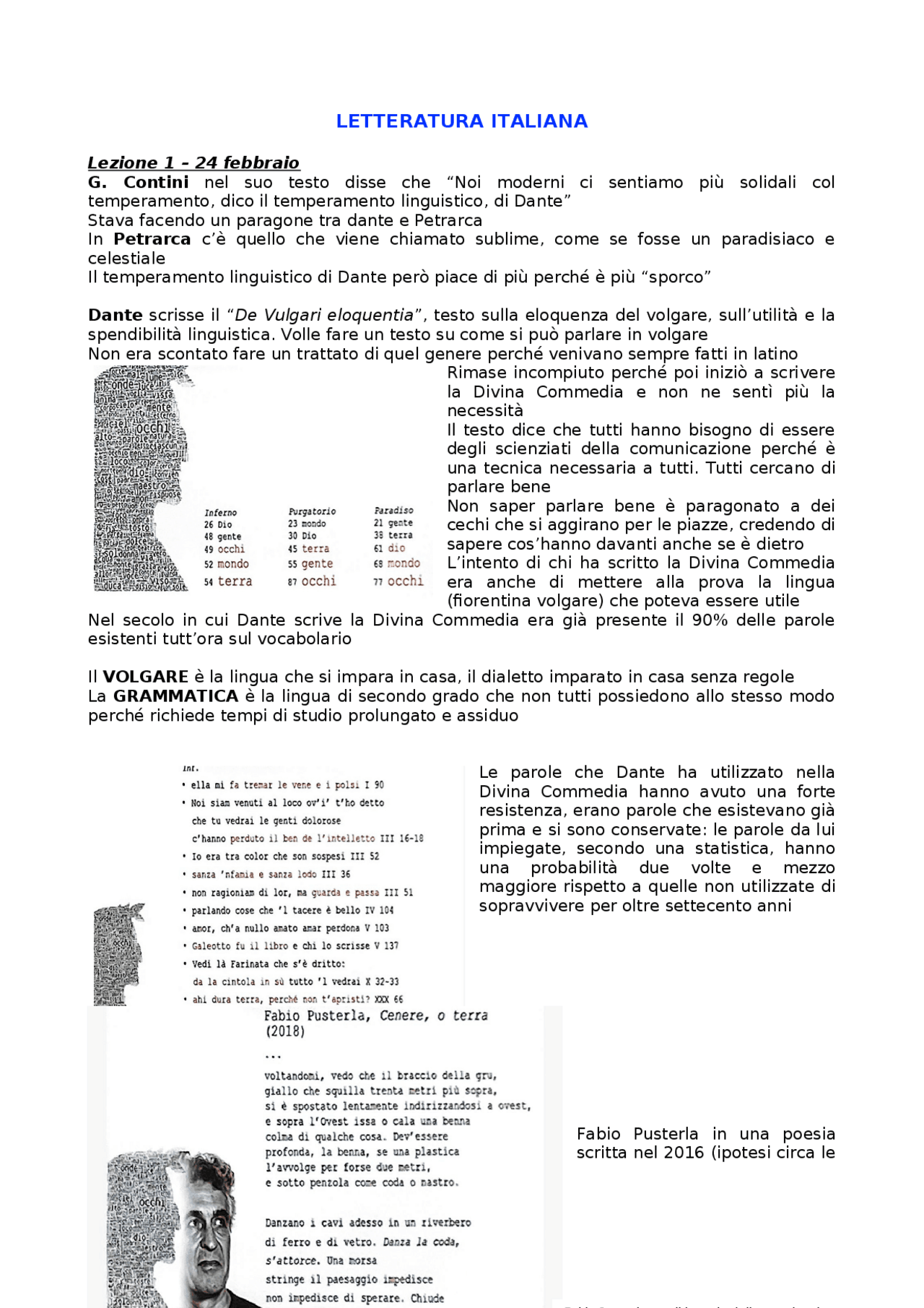 APPUNTI LETTERATURA ITALIANA | Appunti di Letteratura Italiana | Docsity