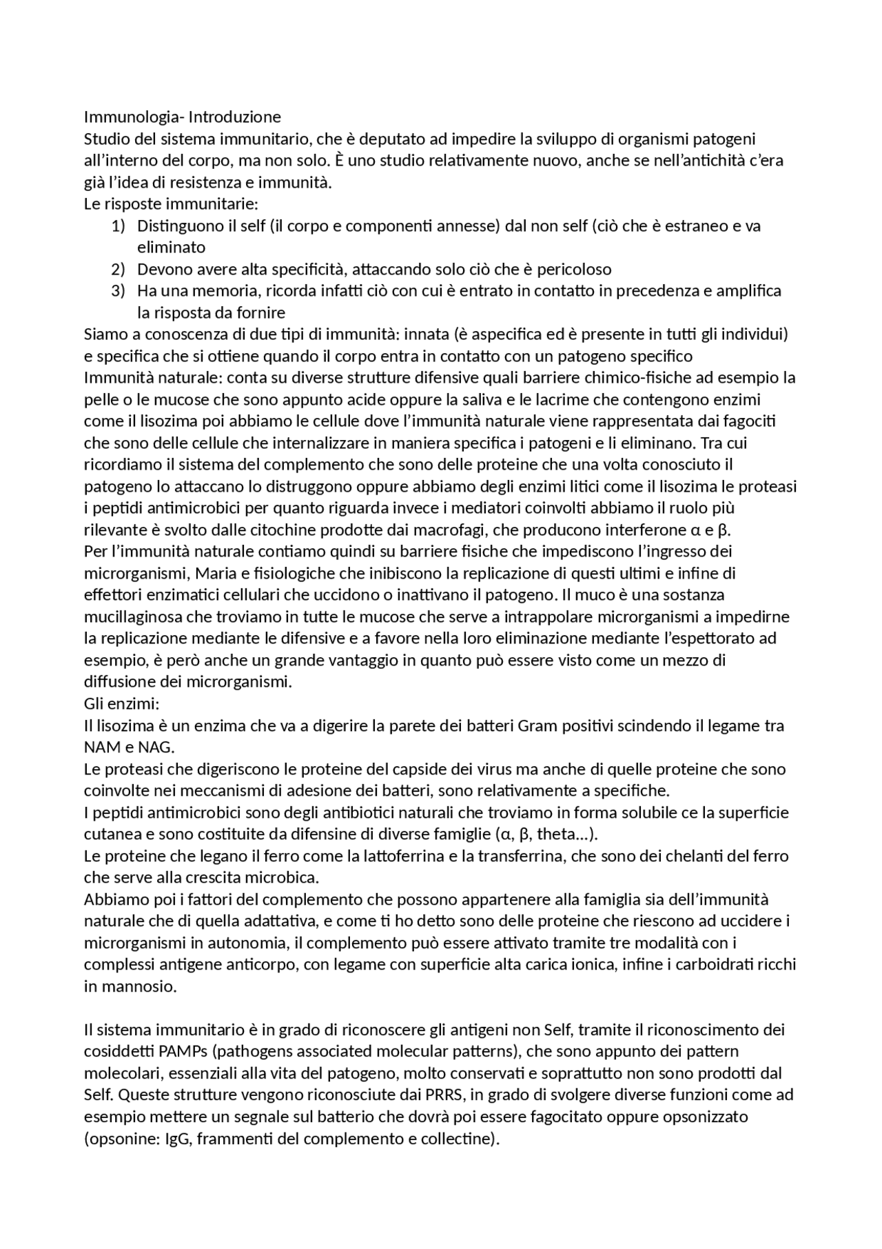 Riassunto Slide Del Corso Schemi E Mappe Concettuali Di Immunologia