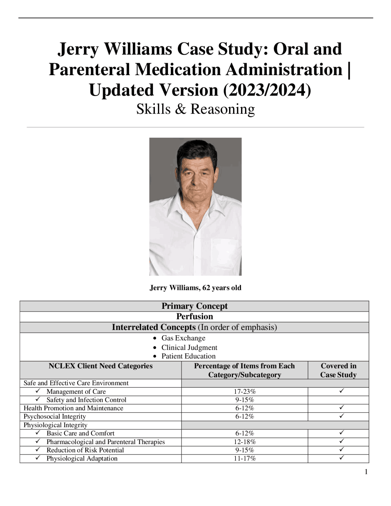 Jerry Williams Case Study: Oral and Parenteral Medication ...