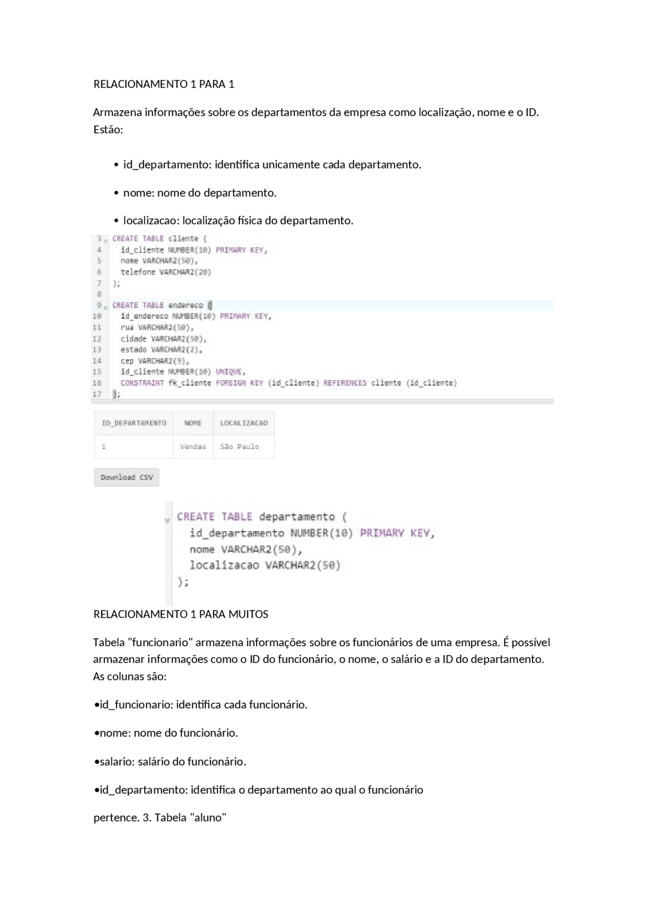 ATIVIDADE 1 - RELACIONAMENTO ENTRE TABELAS | Exercícios Bancos de Dados ...