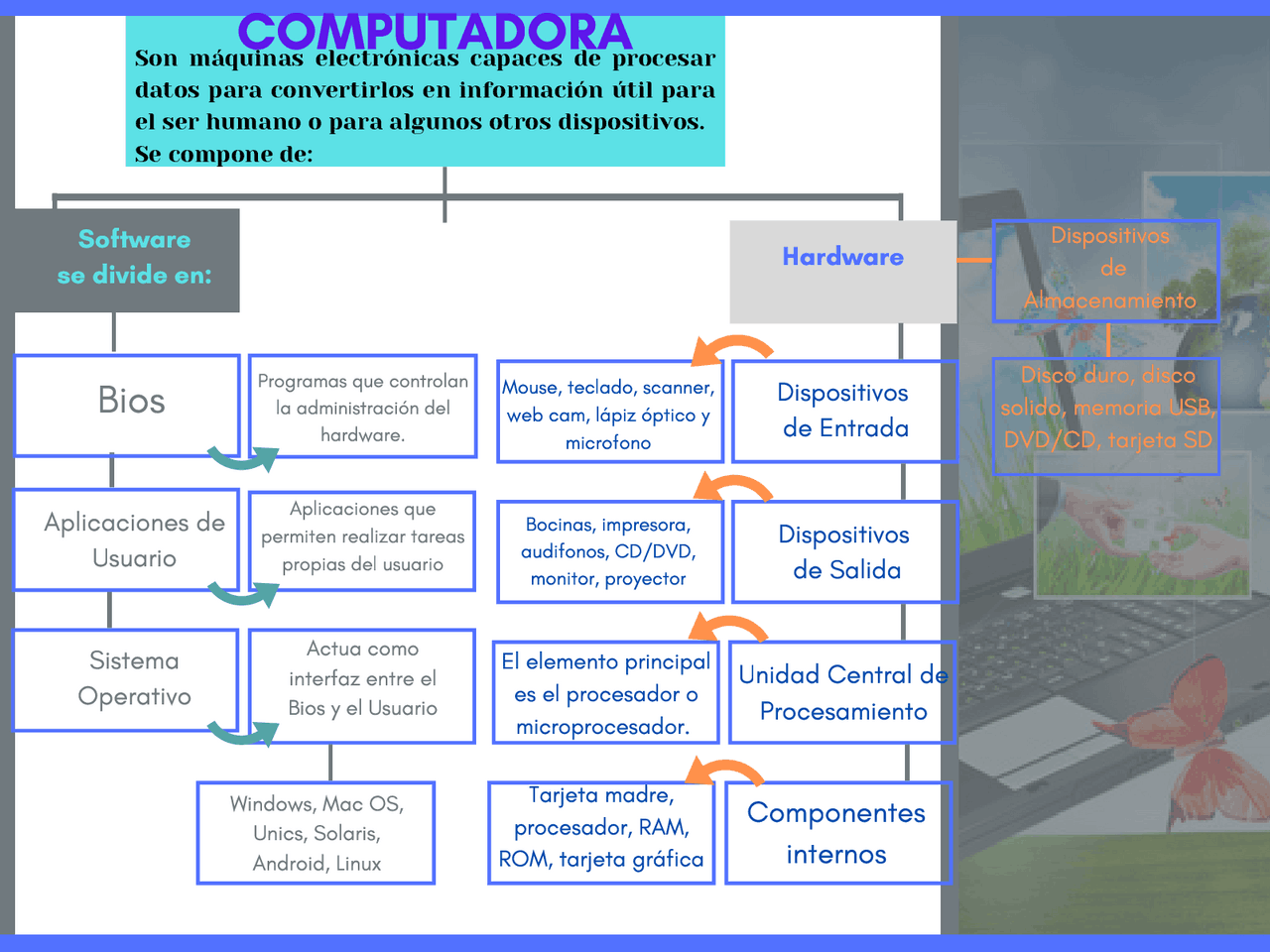 Computadora, software y Hardware | Esquemas y mapas conceptuales de ...