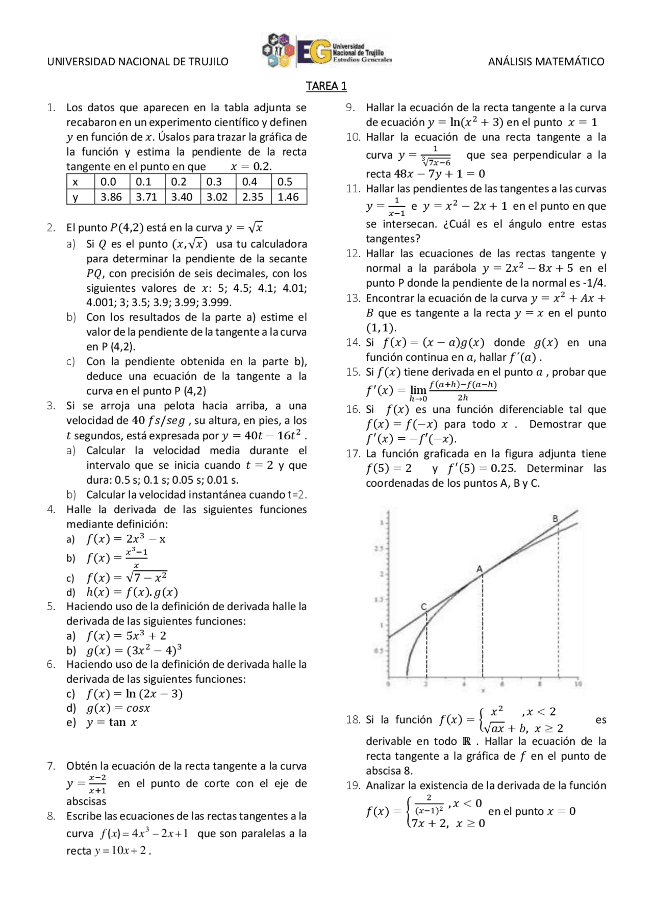 Tarea 4 Analisis Matematico I Ejercicios De Análisis Matemático Docsity
