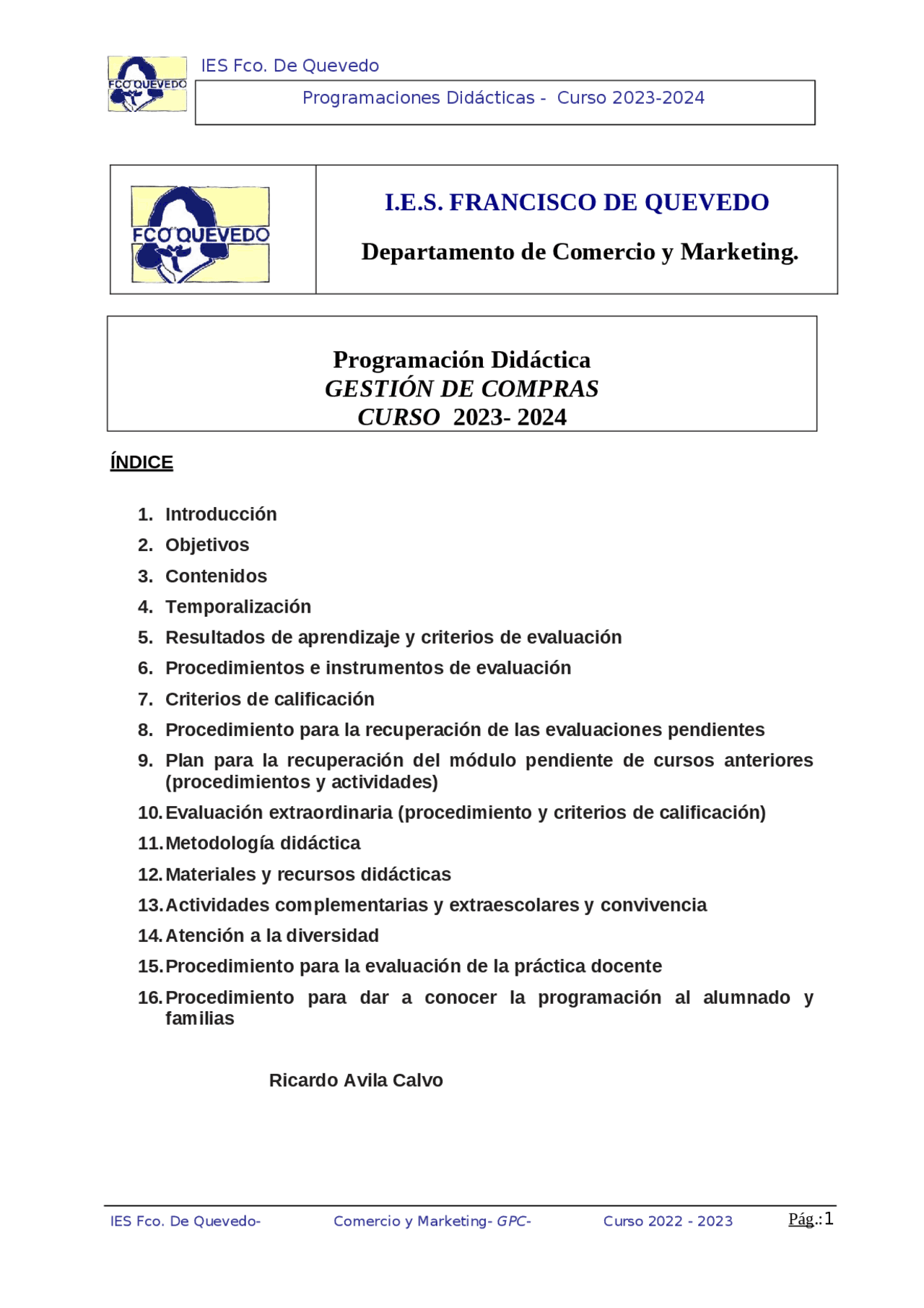 PROGRAMACION DIDACTICA COMPRAS | Monografías, Ensayos de Fundamentos de ...