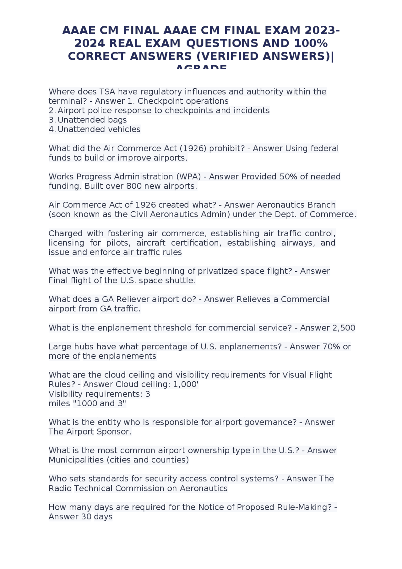 AAAE CM FINAL EXAM 2023-2024 REAL EXAM QUESTIONS AND 100% CORRECT ...