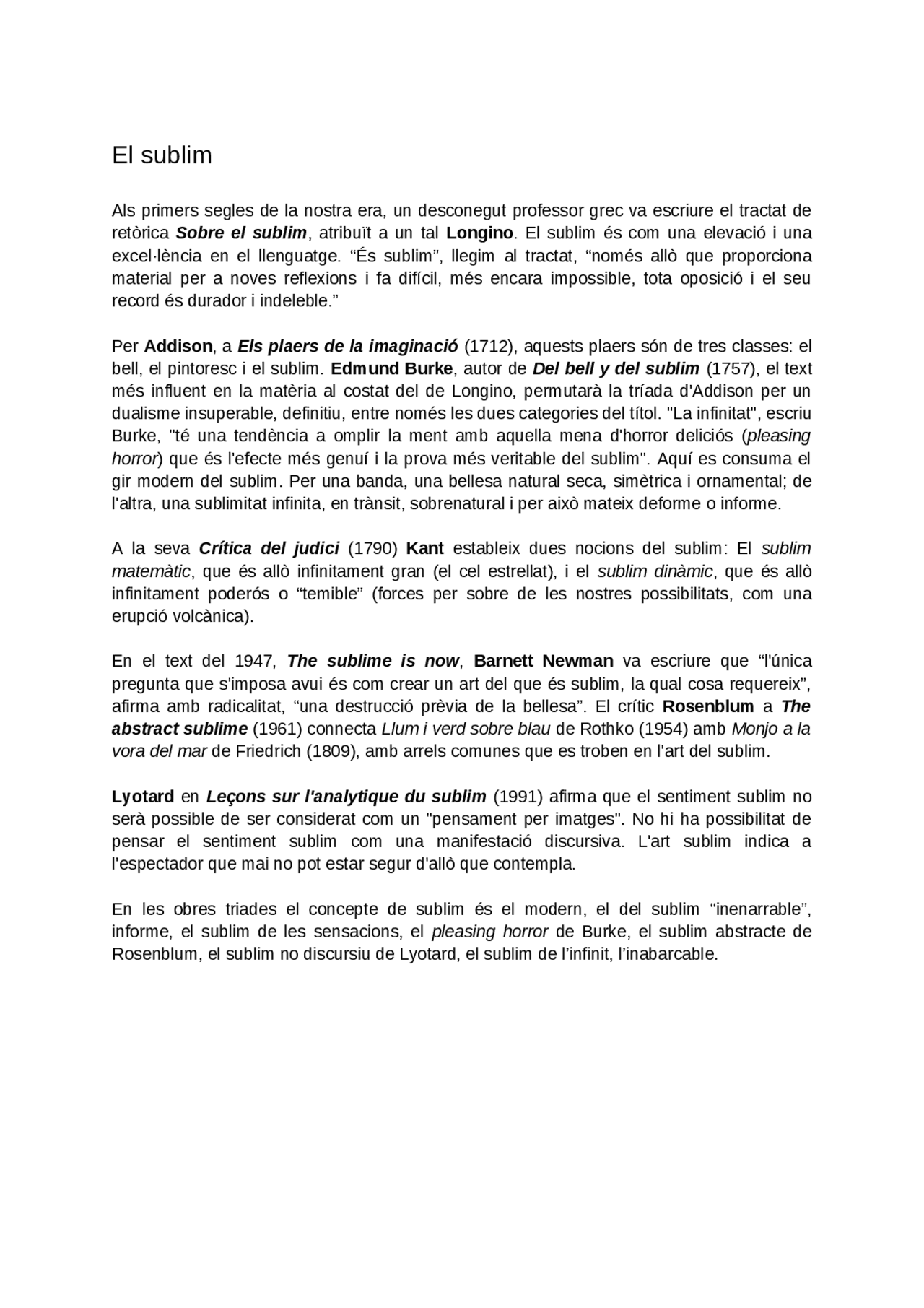 Presentación sobre el Sublime en el arte. Se hace un recorrido ...