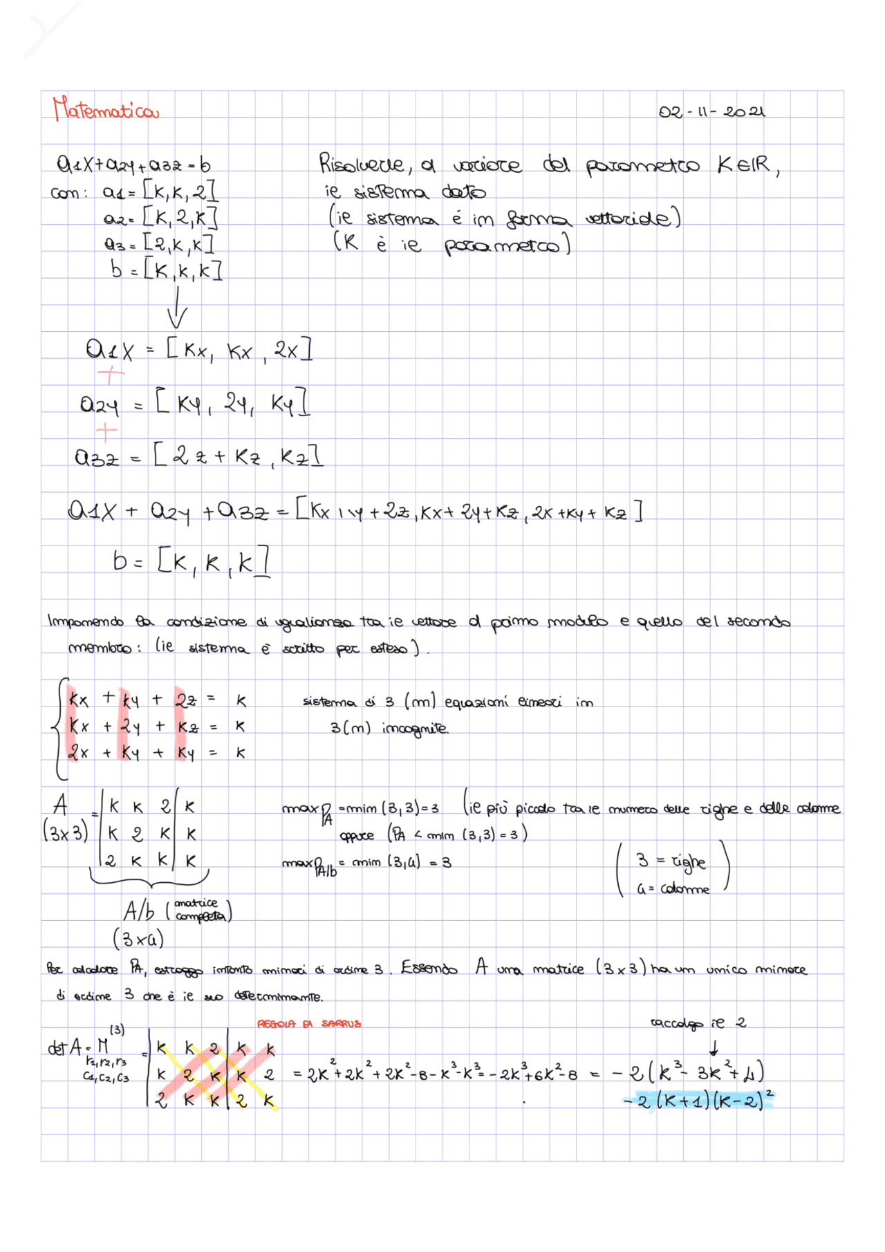 Mathematics explanations matrices | Study notes Mathematics | Docsity