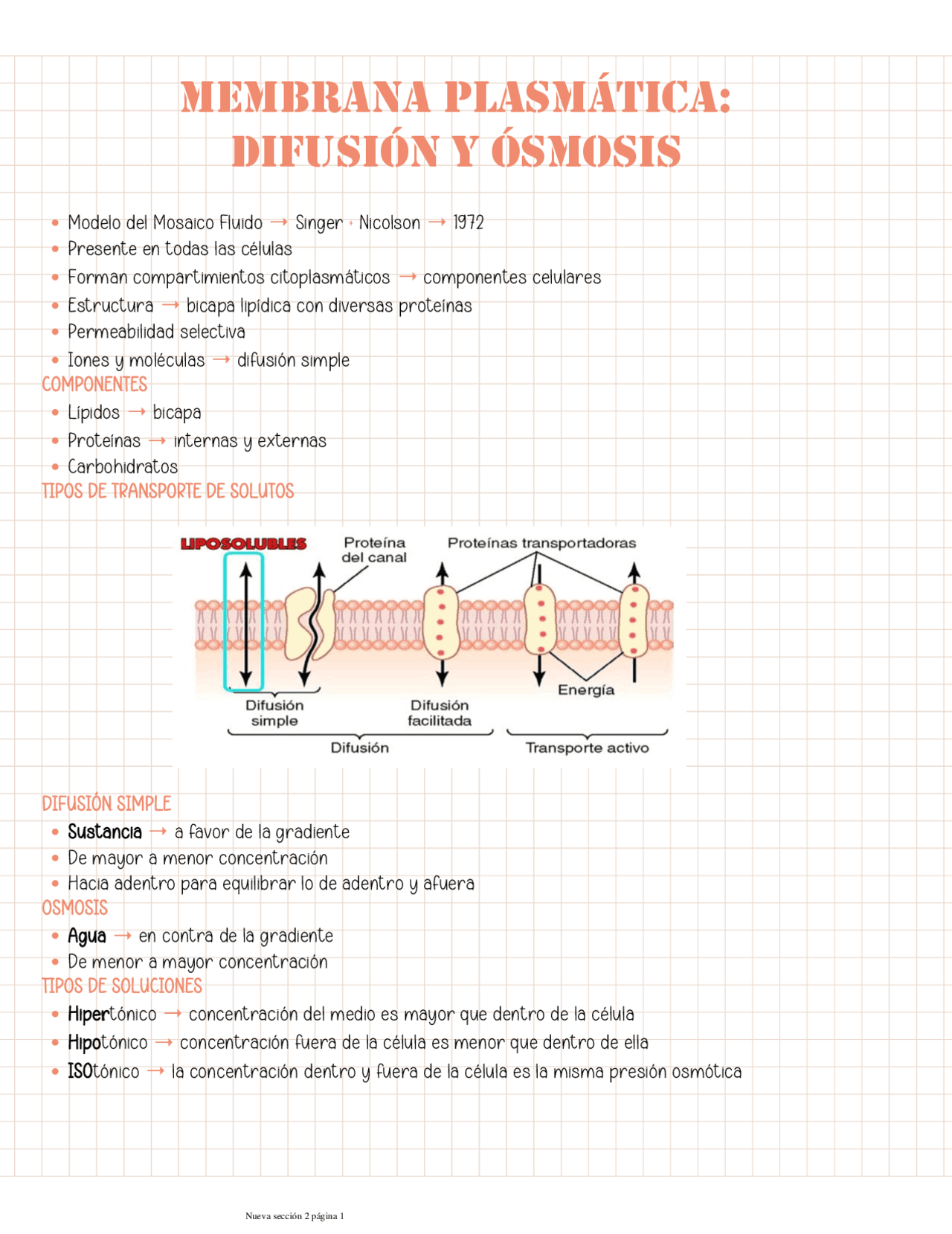 Membrana Plasmática Difusion Y Osmosis Apuntes De Biología Celular Y