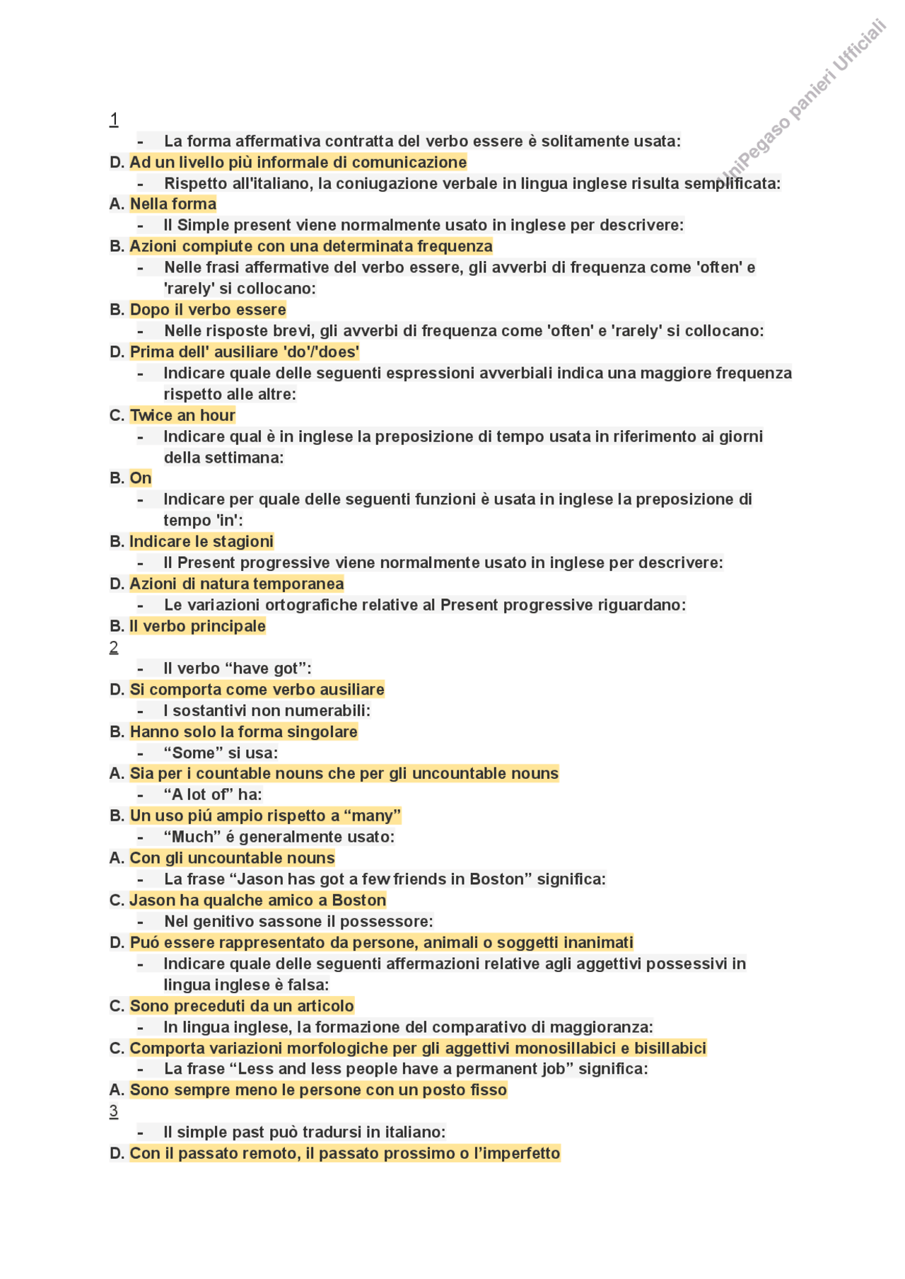 Inglese Scienze Motorie Completo Di Risposte Esame Superato V