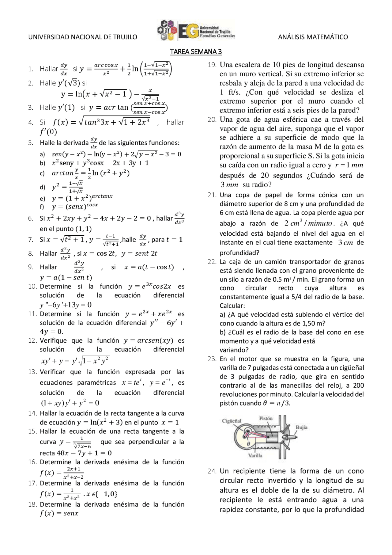 Tarea 3 Analisis Matematico I Ejercicios De Análisis Matemático Docsity