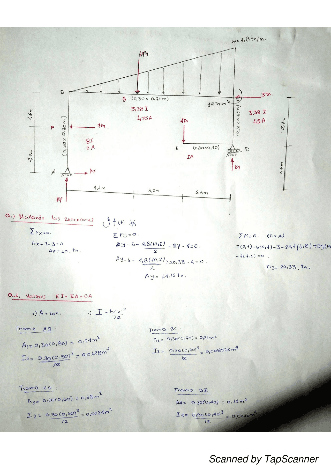 EJERCICIO DE ANALISIS ESTRUCTURAL | Ejercicios de Análisis Estructural | Docsity