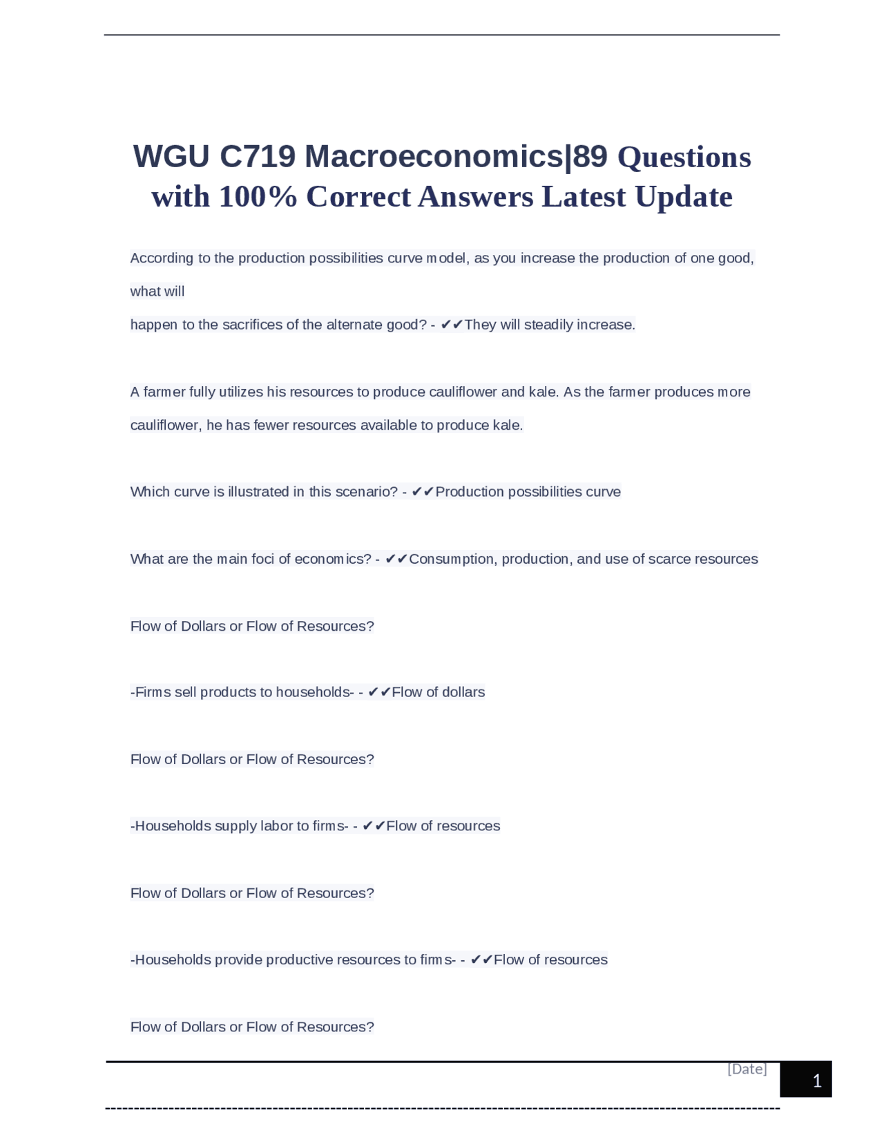 Wgu C719 Macroeconomics89 Questions With 100 Correct Answers Latest