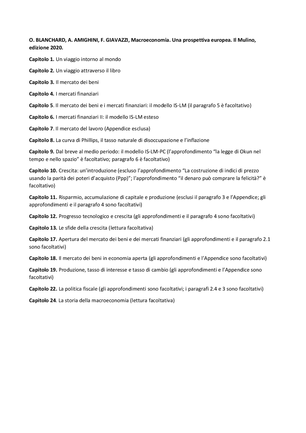 Macroeconomia Libro Indice Sintesi Del Corso Di Economia Docsity