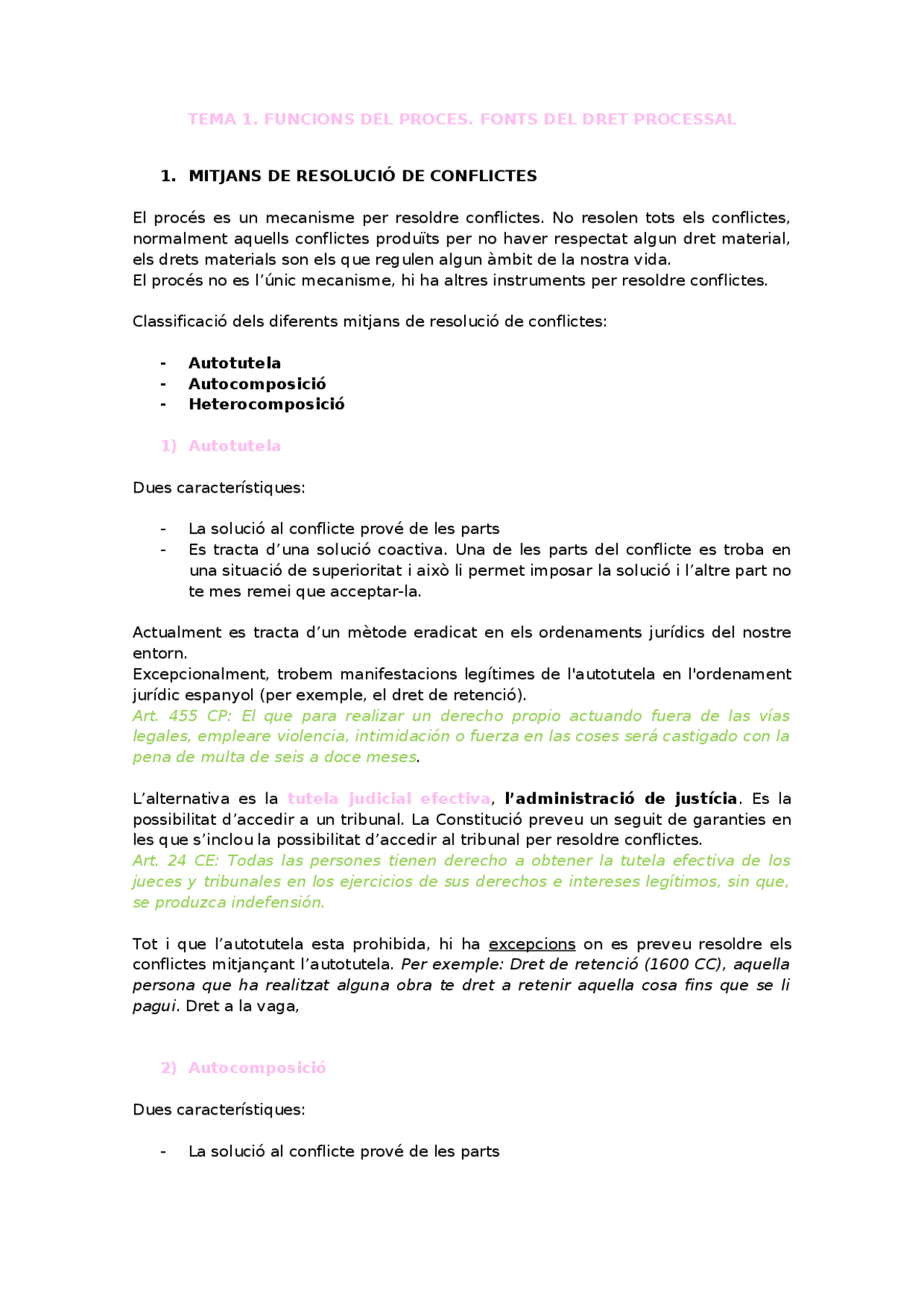 Apuntes Tema 1 De Derecho Procesal Apuntes De Derecho Procesal Docsity