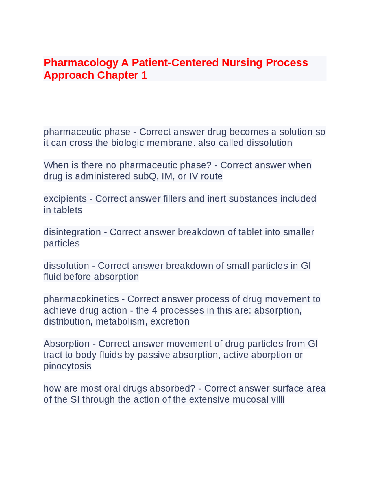 Pharmacology A Patient-Centered Nursing Process Approach Chapter 1 | Exams Nursing | Docsity
