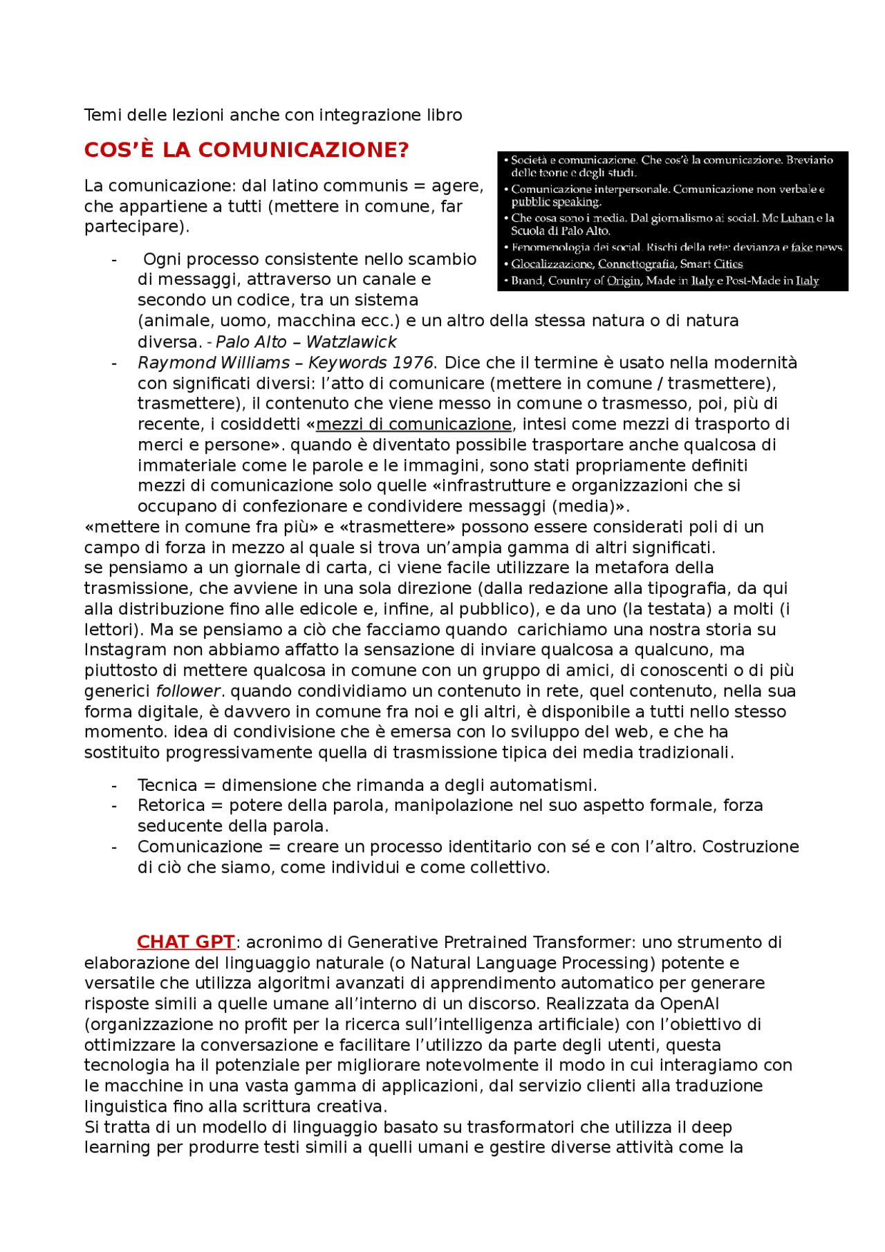 Appunti Teorie E Tecniche Della Comunicazione Appunti Di Teorie E