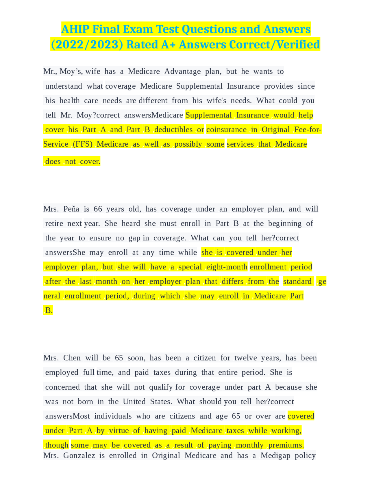 2024 Ahip Module 1234 And 5 Actual Test Questions And Answers Solved