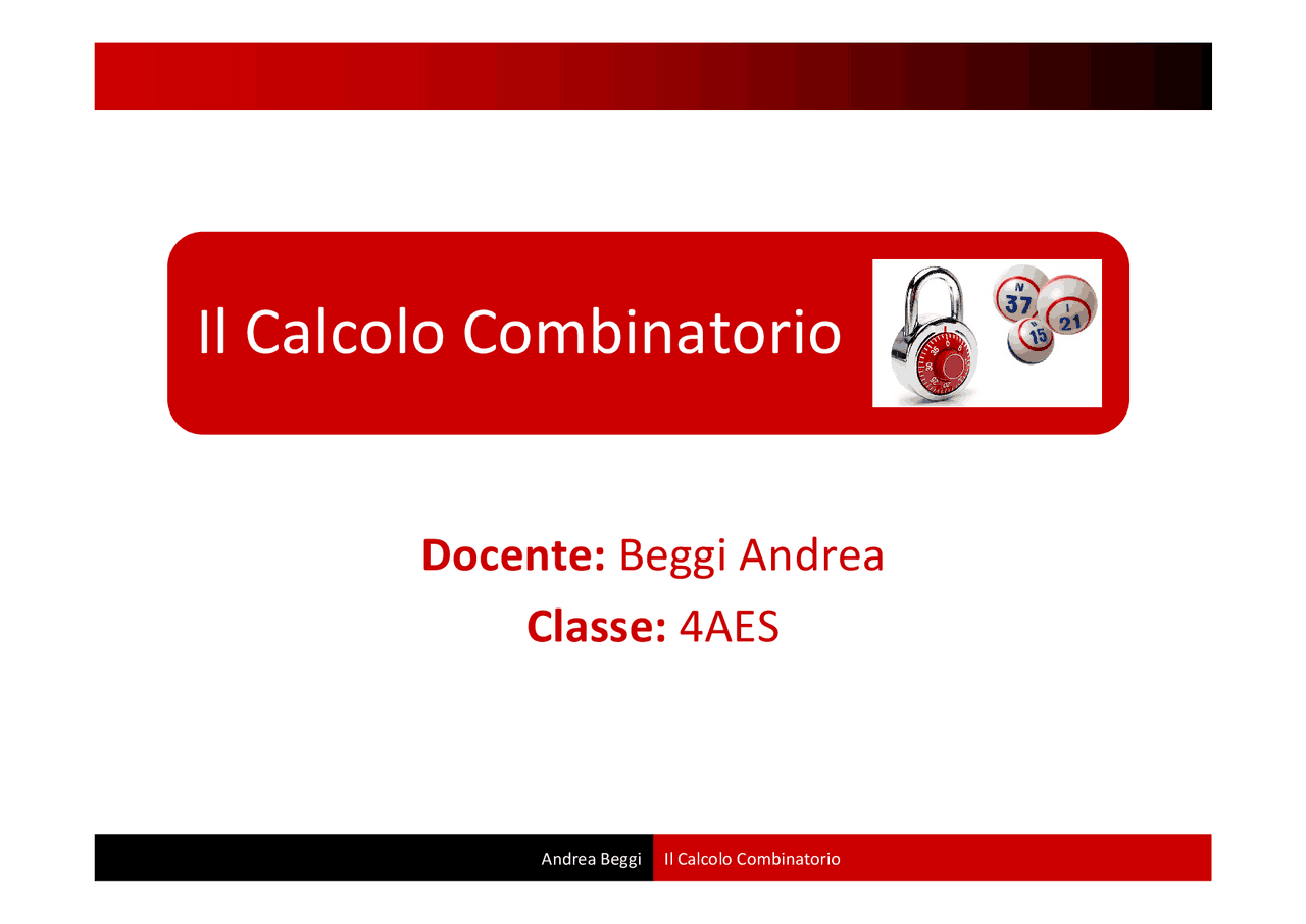 Il Calcolo Combinatorio | Schemes and Mind Maps Economics | Docsity
