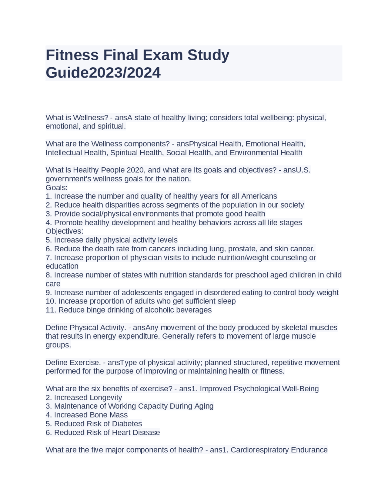 Fitness_final_exam_study_guide2023/2024 graded a plus | Exams Nursing ...