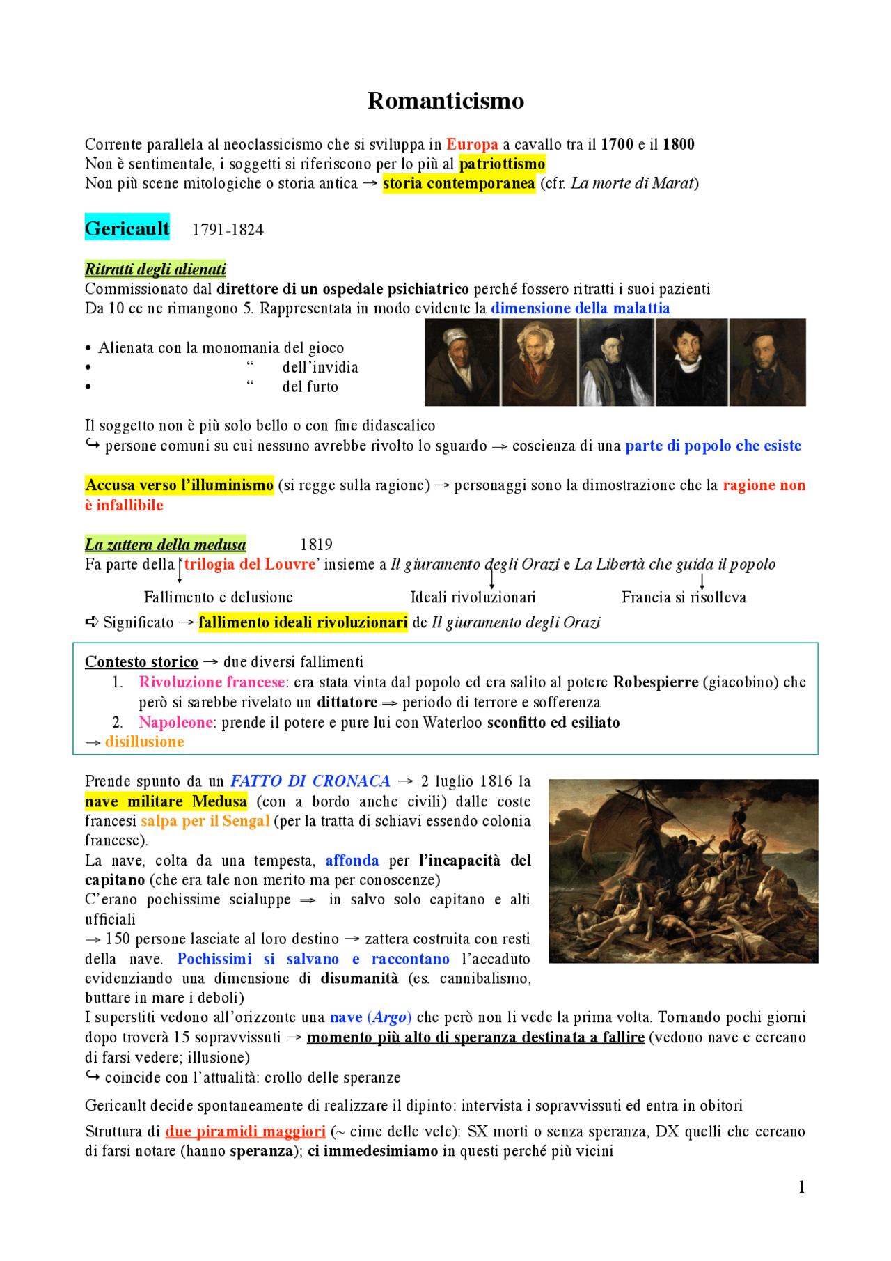 ROMANTICISMO: introduzione storica e artistica + opere | Schemi e mappe ...