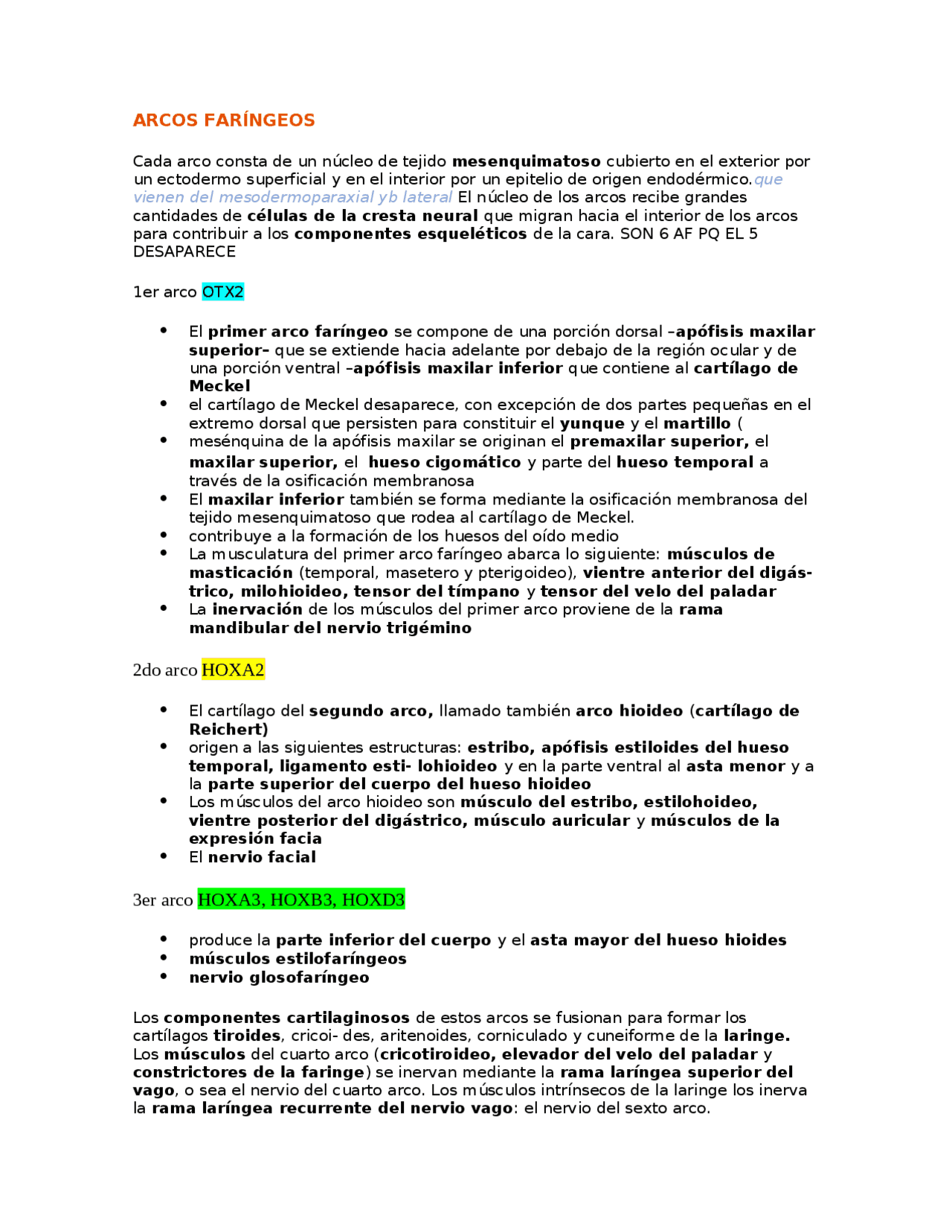 Cavidades Embriología Resúmenes De Embriología Docsity