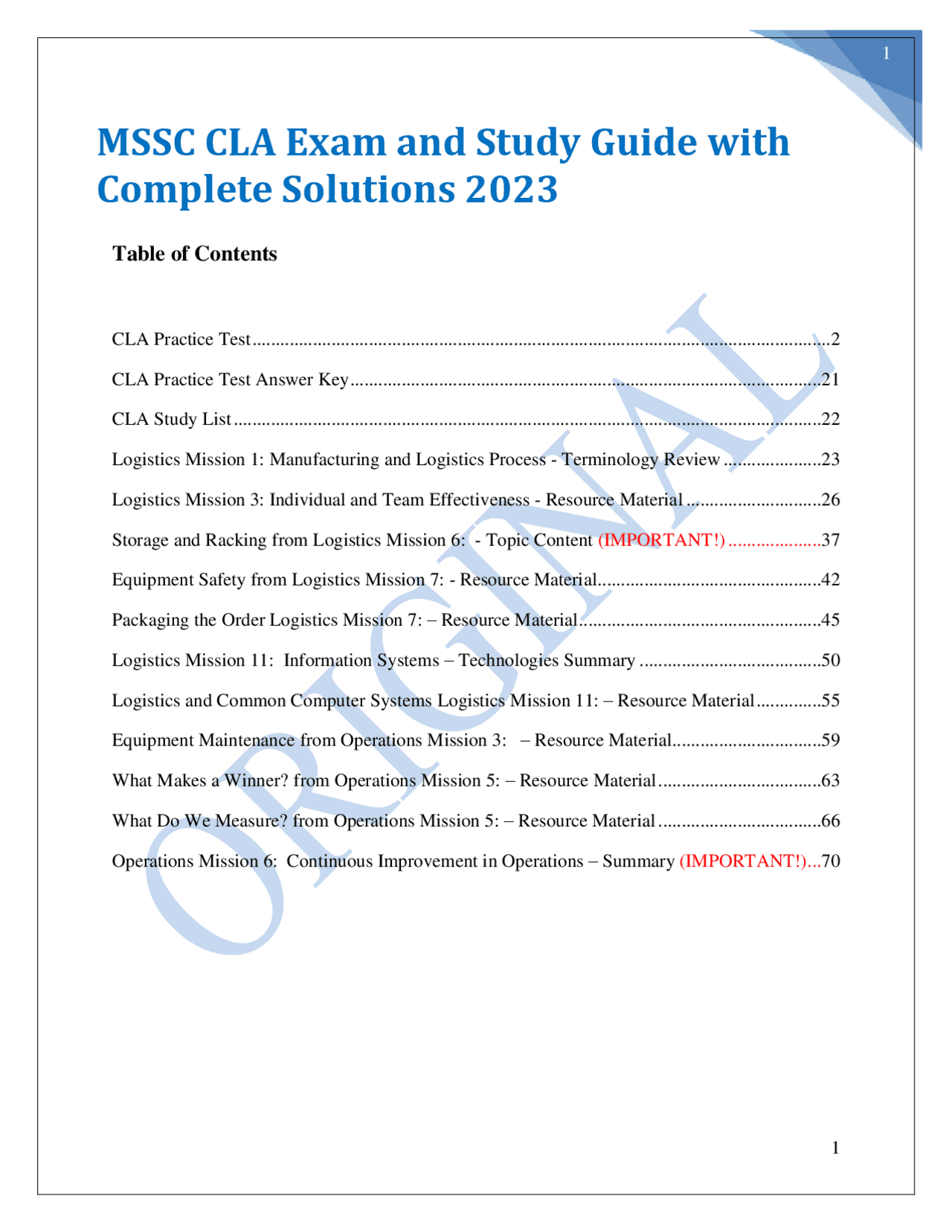 MSSC CLA Exam and Study Guide with Complete Solutions 2023 | Exams ...