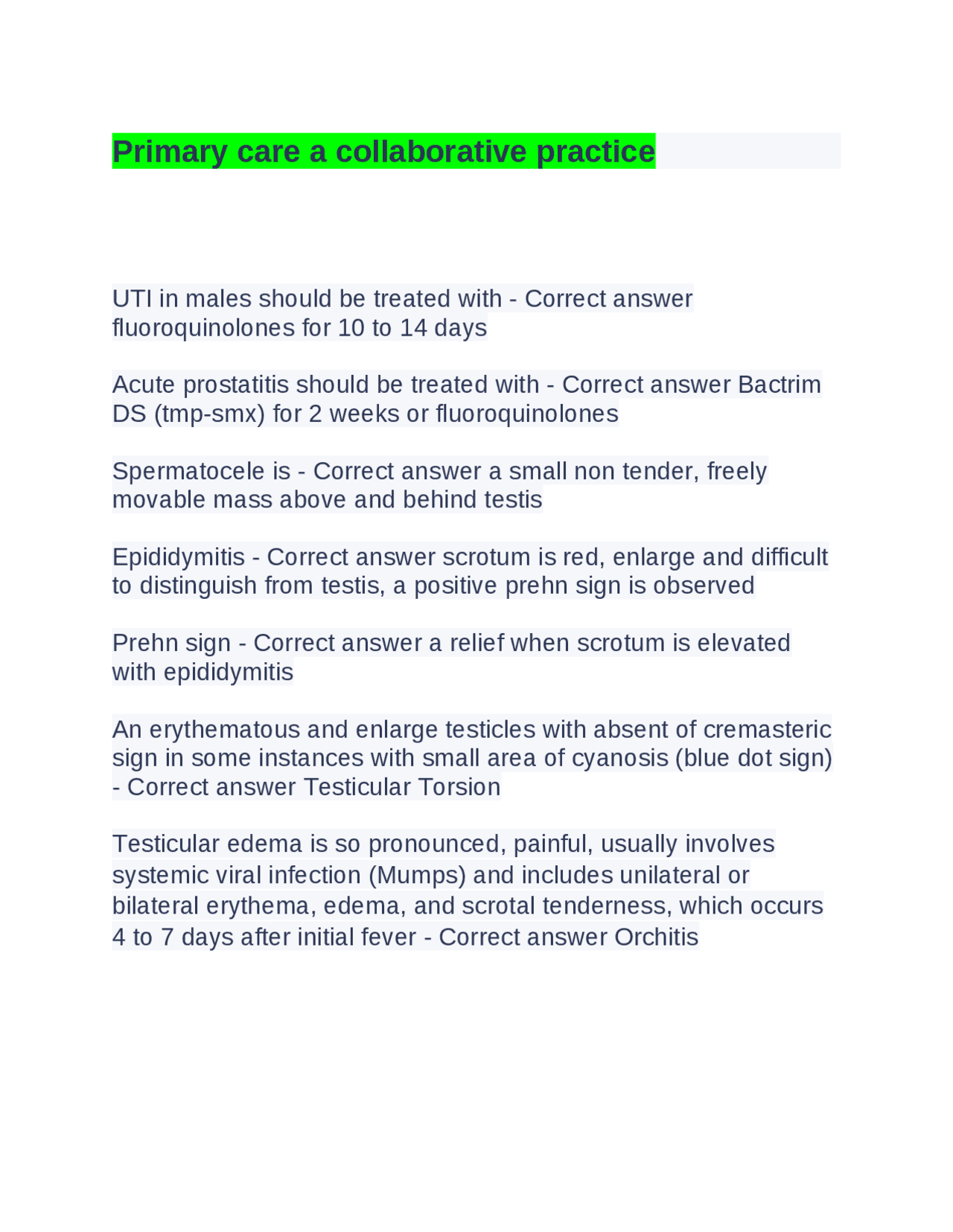 Primary care a collaborative practice | Exams Nursing | Docsity