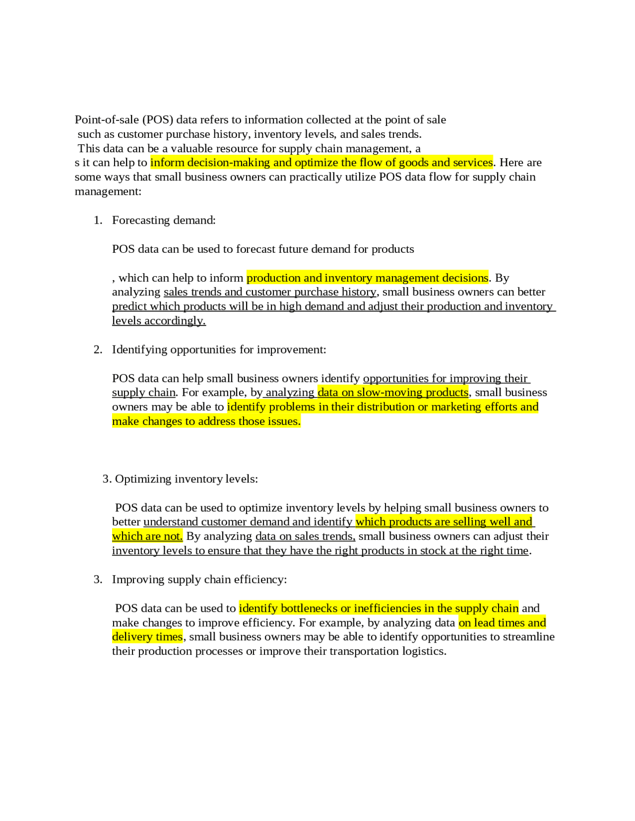 Pos Data Flow For Supply Chain Management Lecture Notes Supply