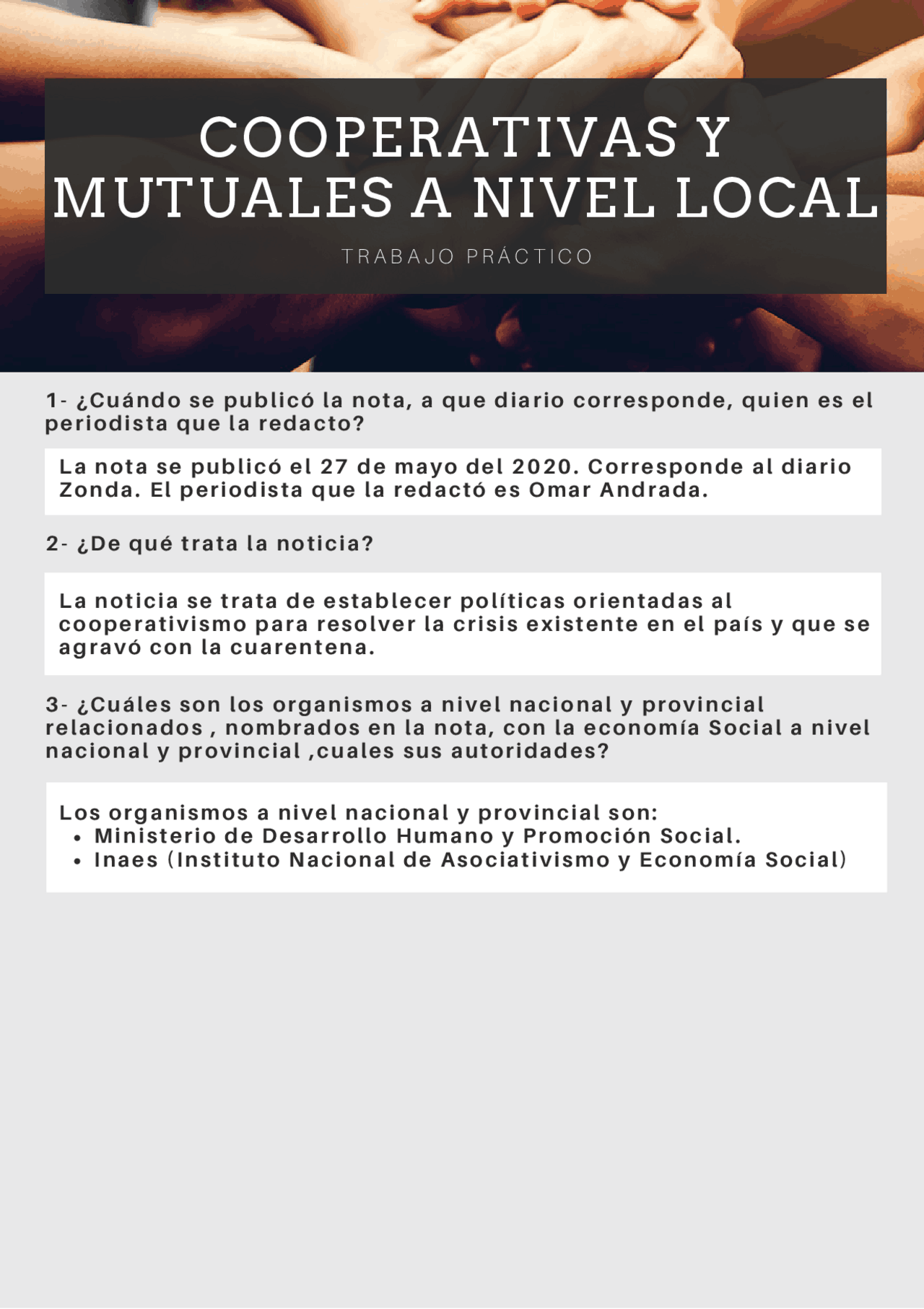 Cooperativas y Mutuales a nivel local | Guías, Proyectos ...