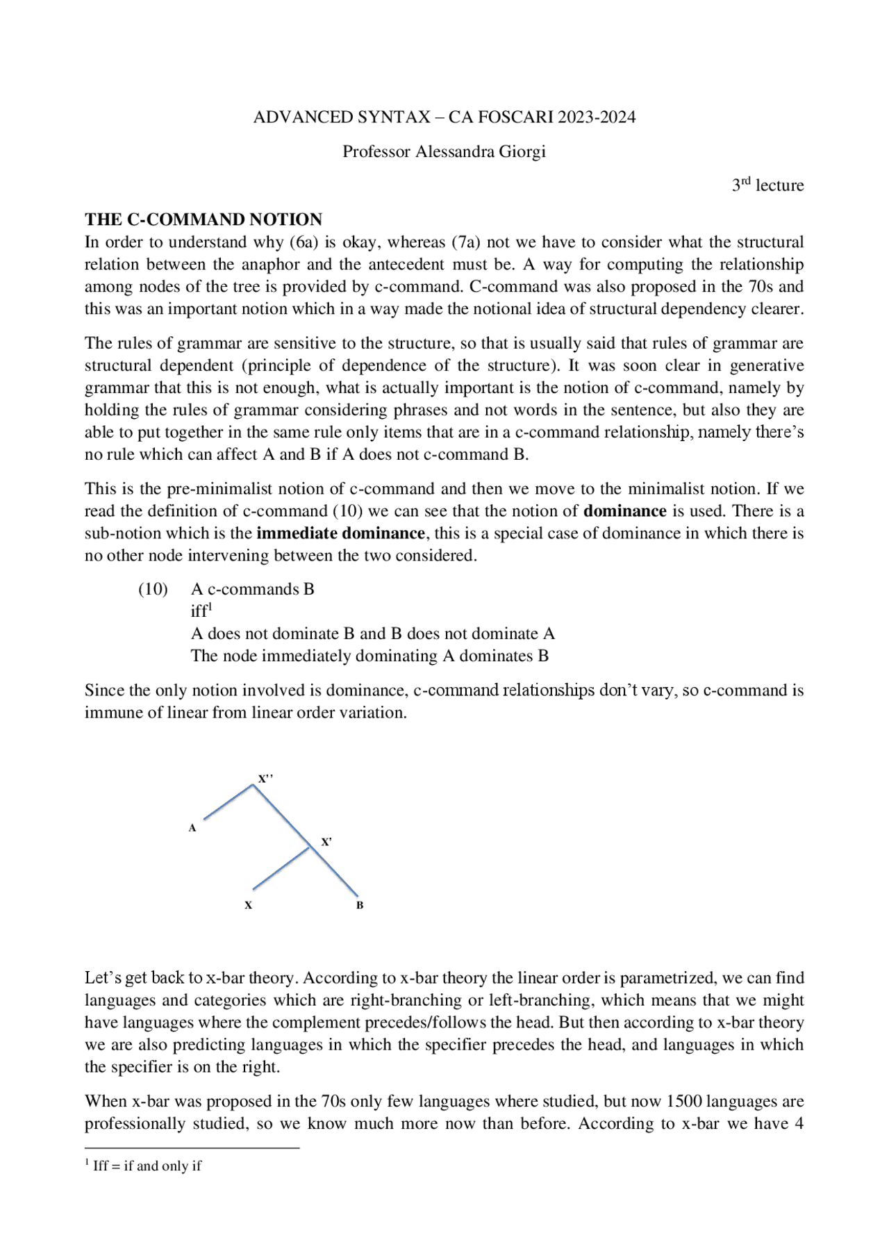 Third Lecture Of Advanced Syntax Ca Foscari 2023 2024 Sbobinature