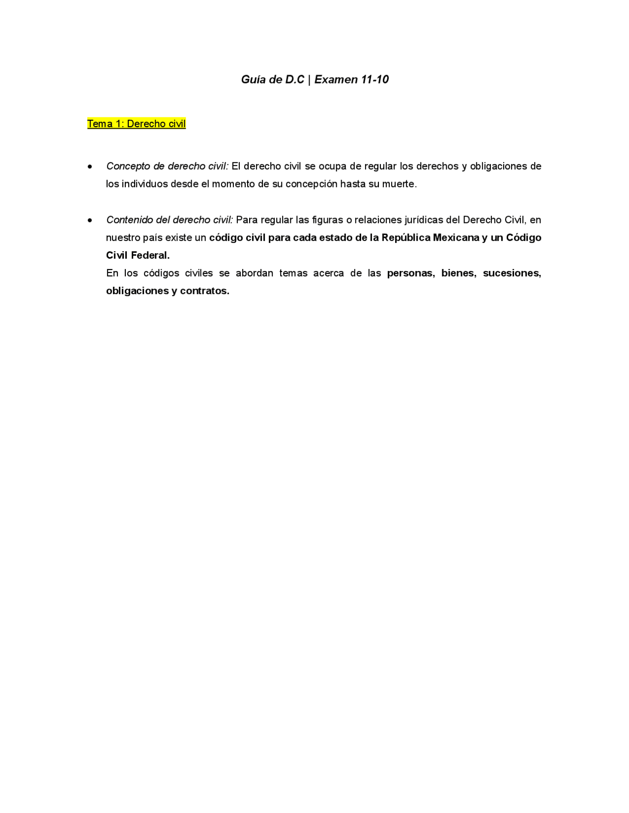 Guía derecho civil para el examen 2024 nuevas preguntas | Apuntes de ...