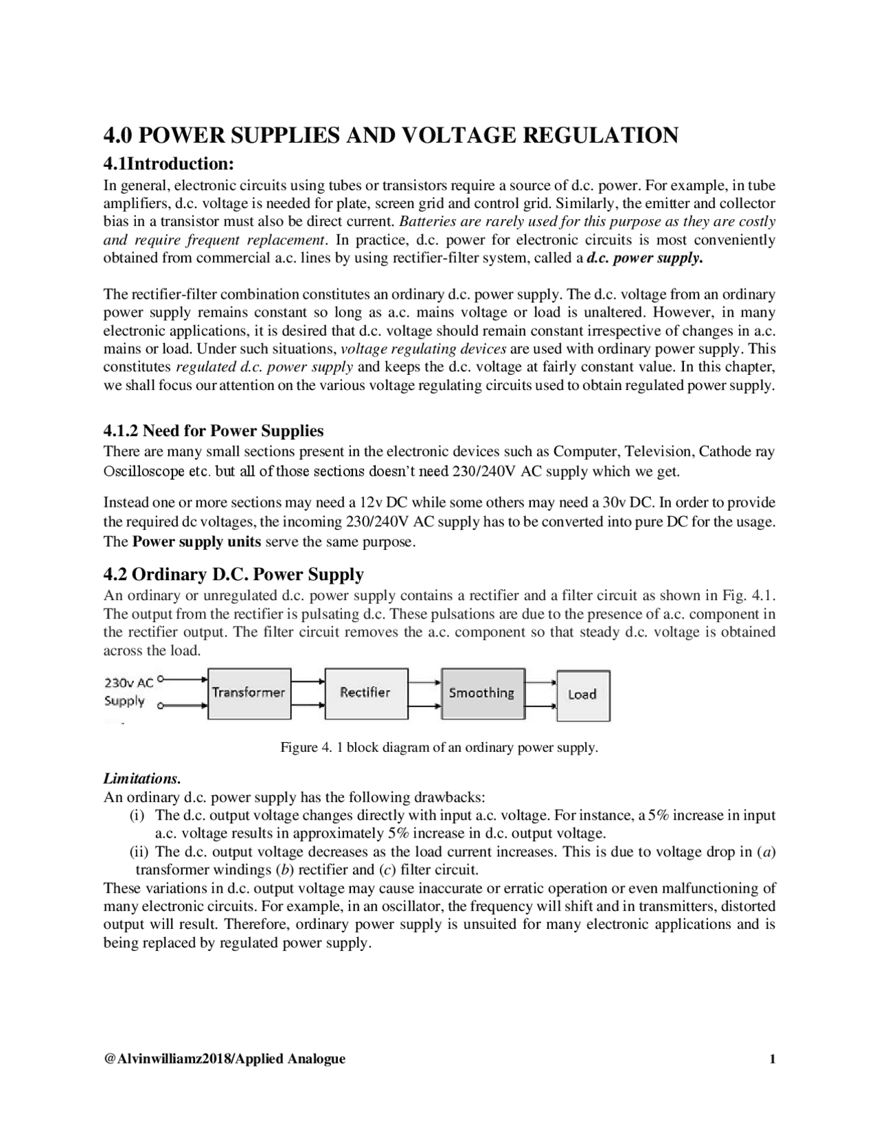 Power Supplys And Systems Summaries Analog Electronics Docsity