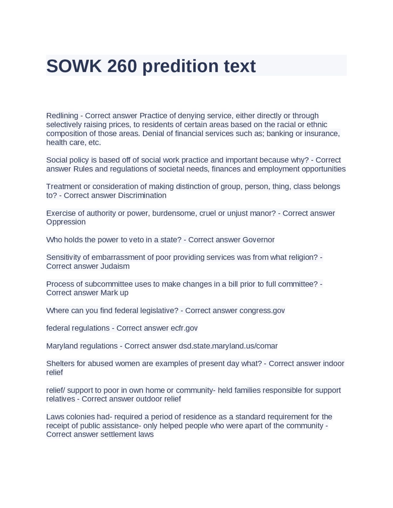 Sowk 260 Predition Text Exams Business Systems Docsity