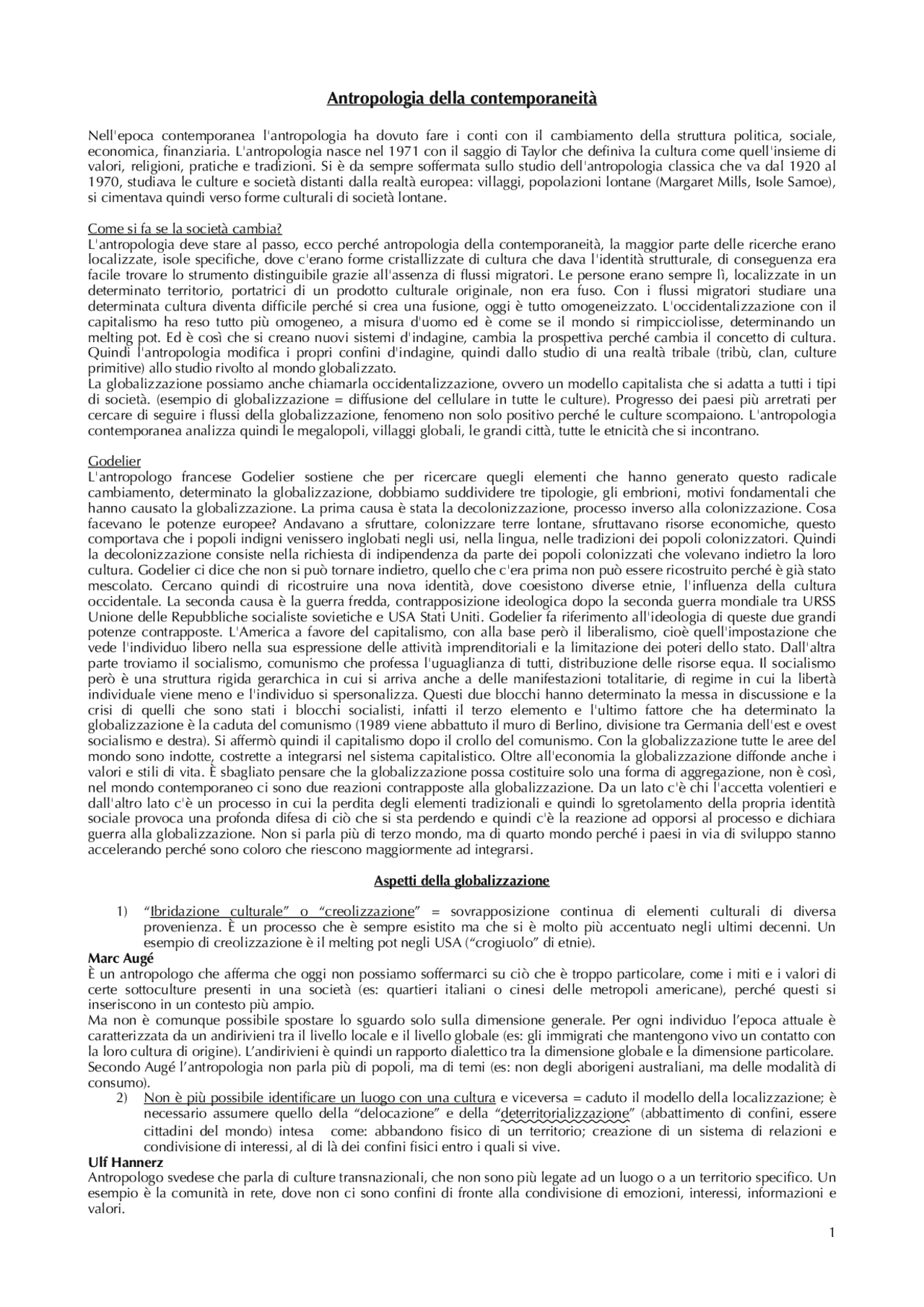 Programma Antropologia 5° Anno Appunti Di Scienze Umane Docsity