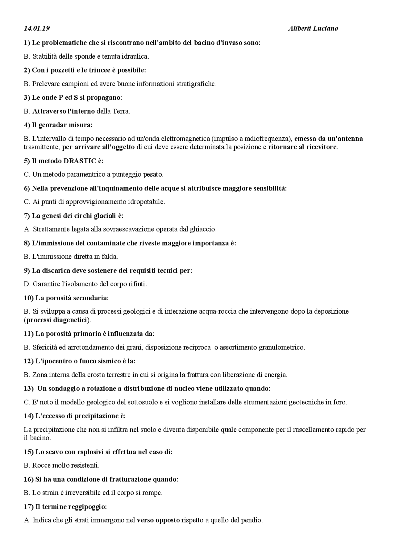Geologia Applicata L7 Ingegneria Civile Pegaso Prove Desame Di